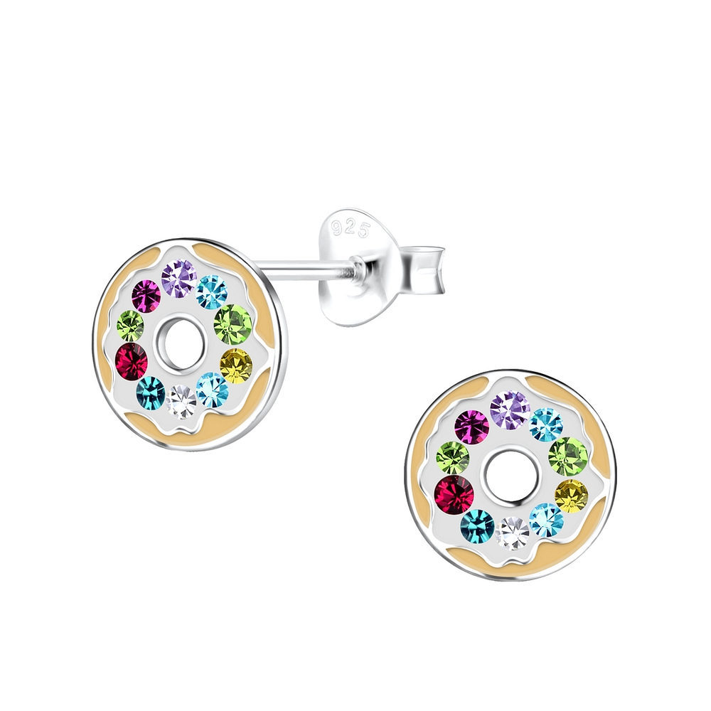 925 Silver Jewelry | Silver Donut Stud Earrings - 18814