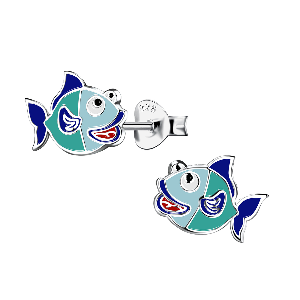 925 Silver Jewelry | Silver Fish Stud Earrings - 20155