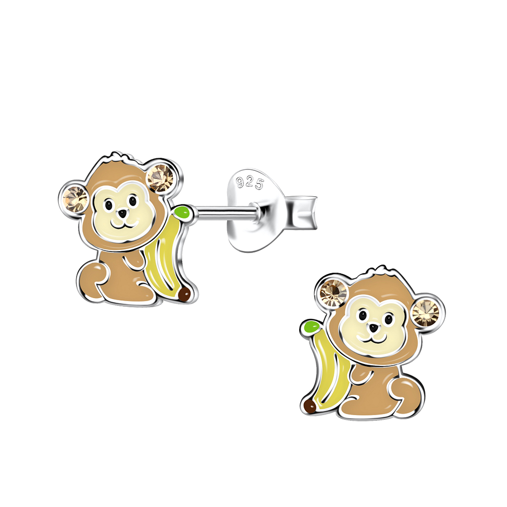 925 Silver Jewelry | Silver Monkey Stud Earrings - 20498