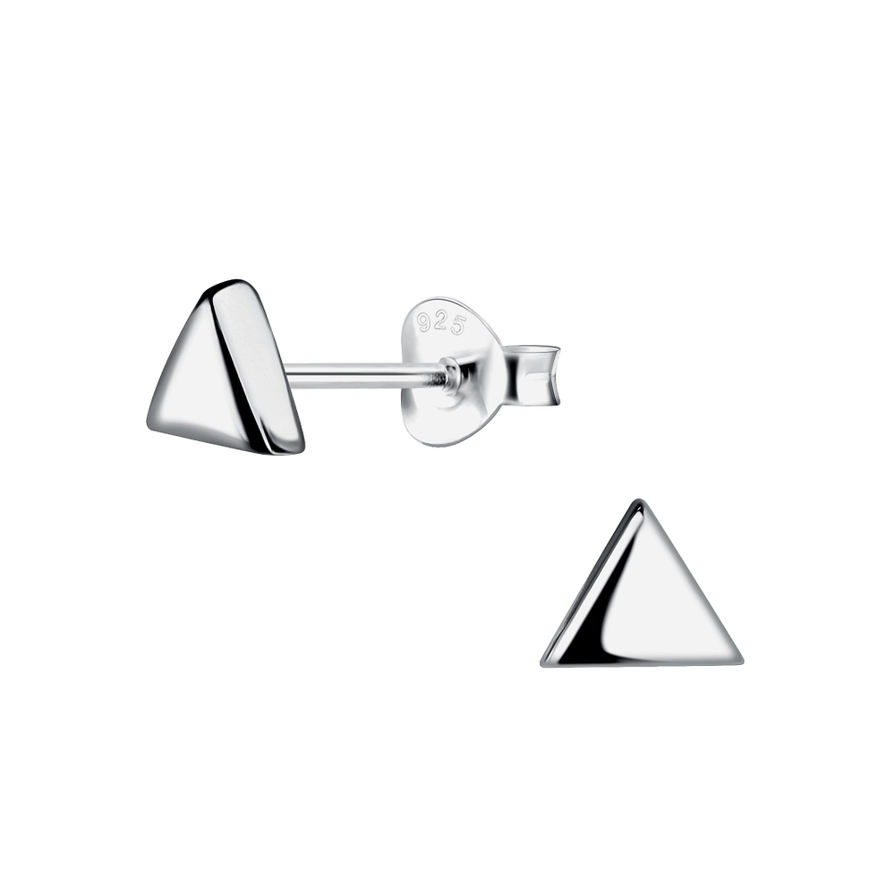 925 Silver Jewelry | Silver Triangle Stud Earrings - 20862