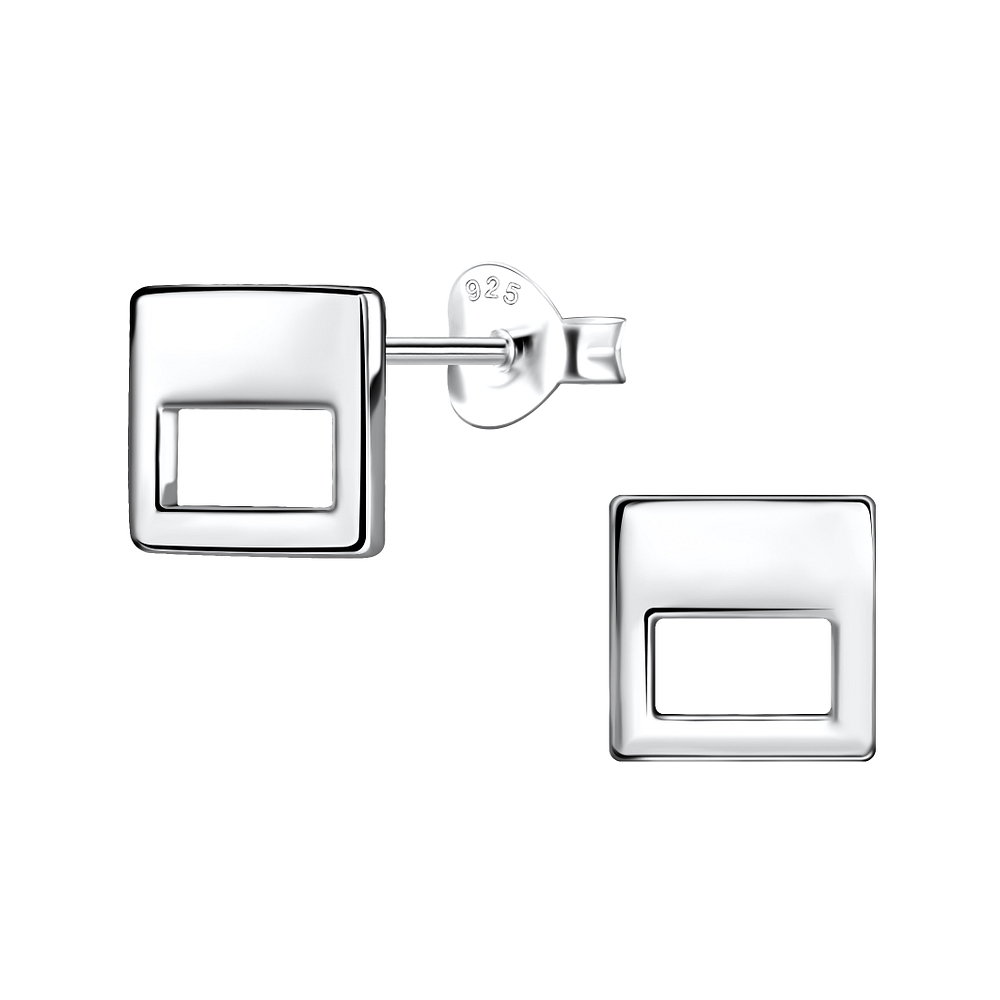 925 Silver Jewelry | Silver Square Stud Earrings - 21137