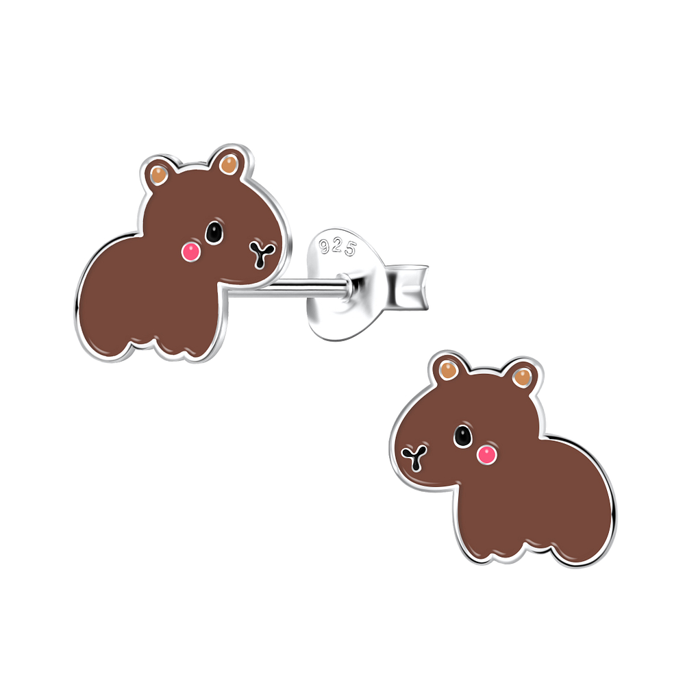 925 Silver Jewelry | Silver Capybara Stud Earrings - 21754