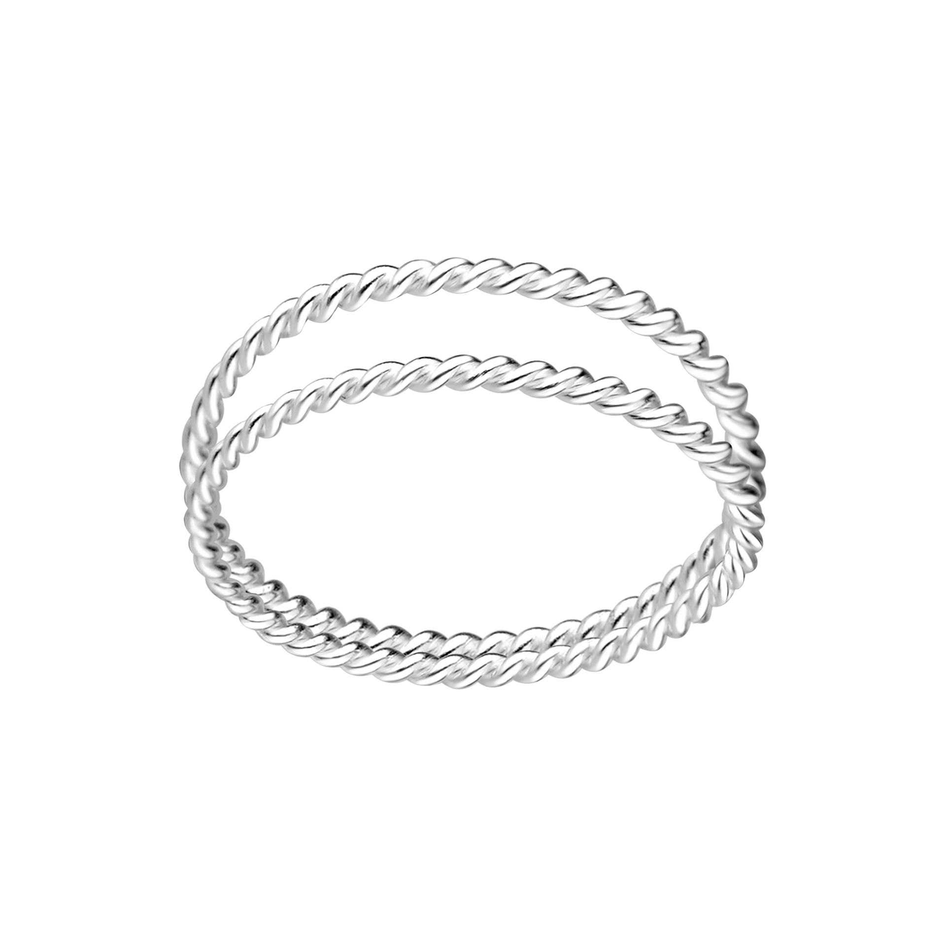 925 Silver Jewelry | Silver Twisted Double Line Ring - 1673