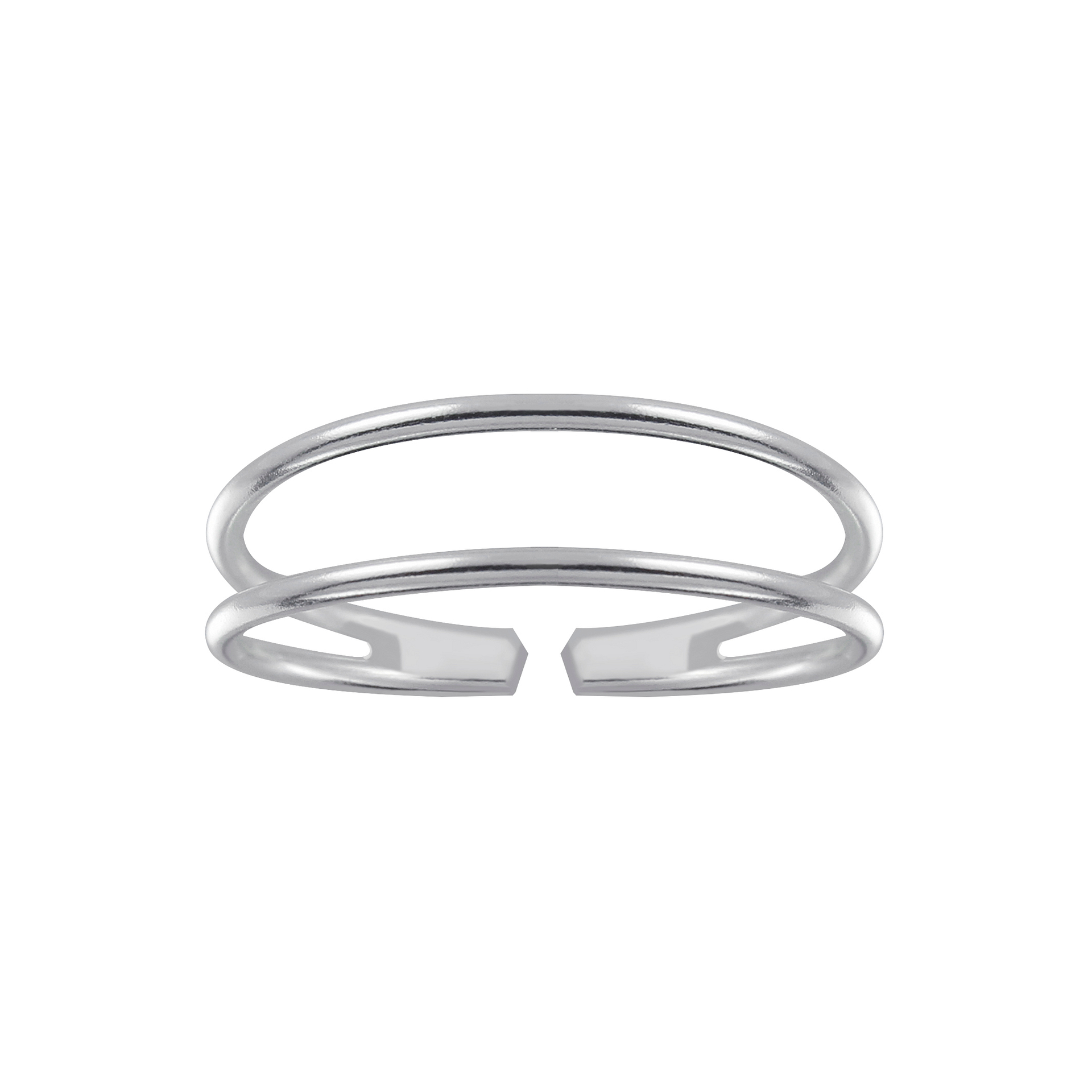 925 Silver Jewelry | Silver Double Line Ring - 3587