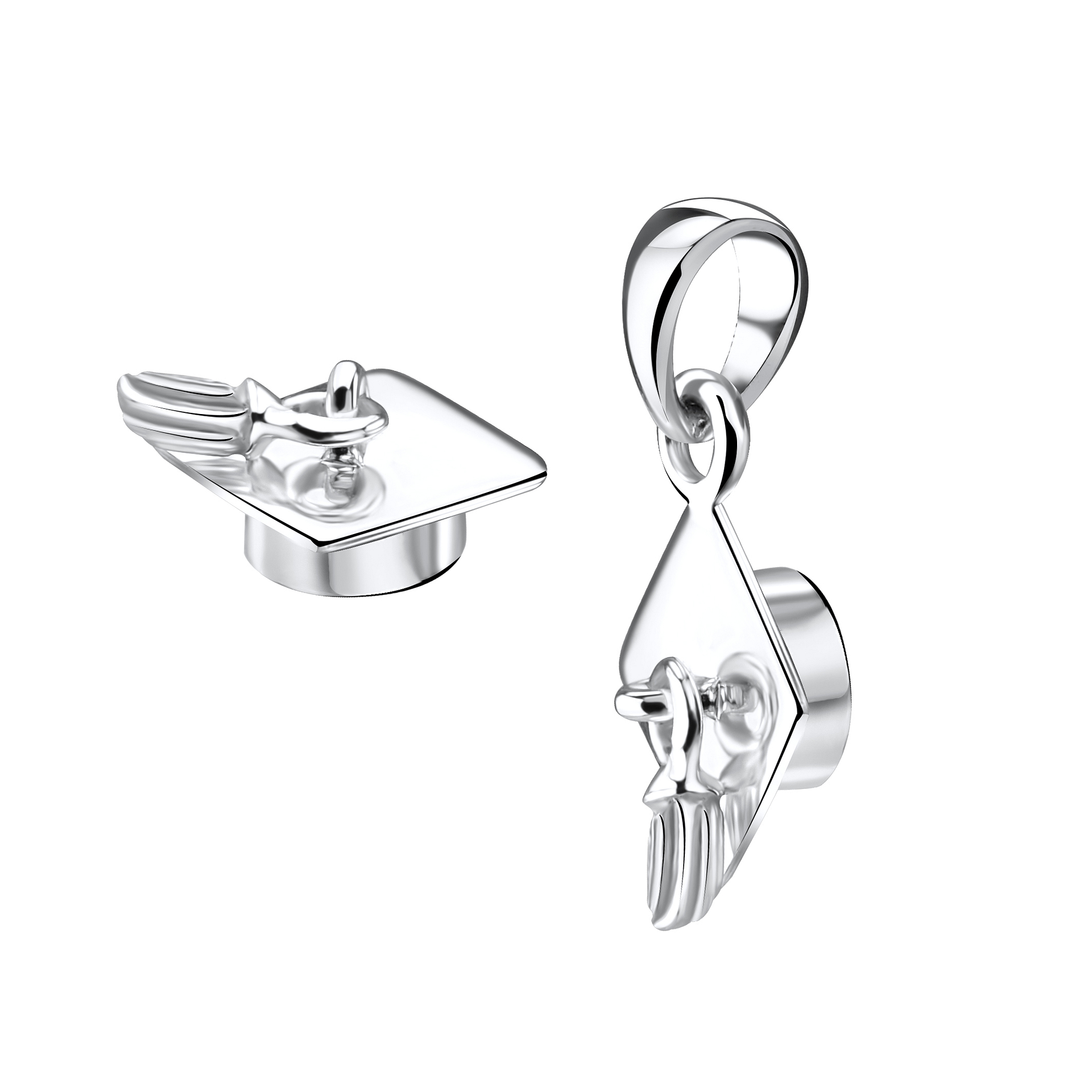 925 Silver Jewelry | Silver Graduation Hat Pendant - 5248
