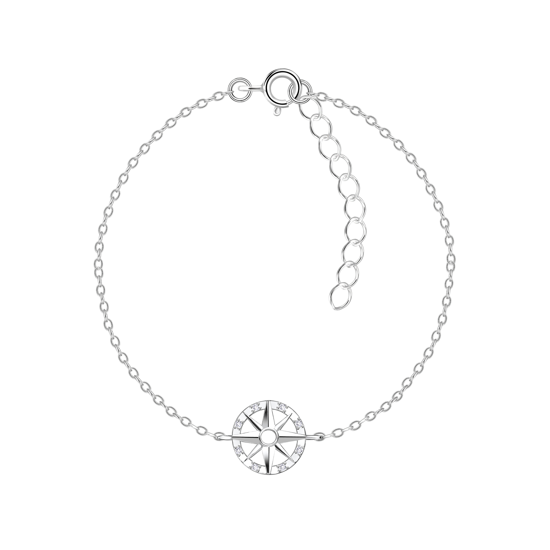 925 Silver Jewelry | Silver Compass Bracelet - 8617