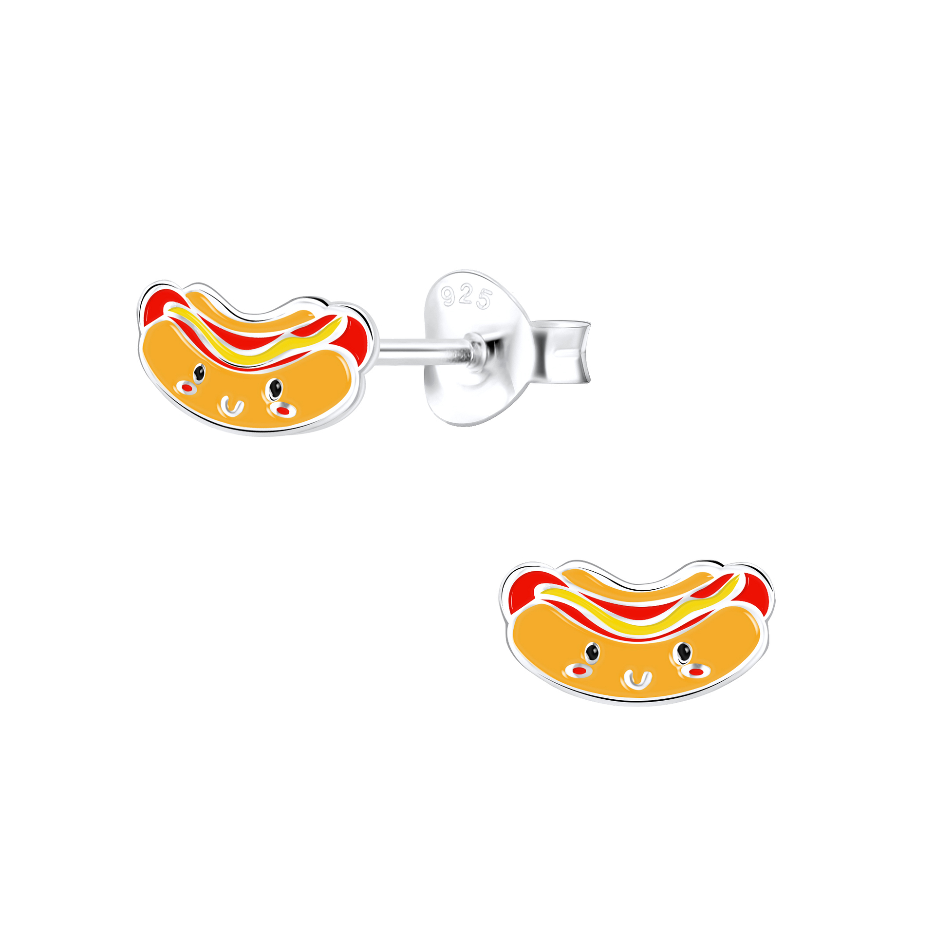925 Silver Jewelry | Silver Hot Dog Stud Earrings - 9124