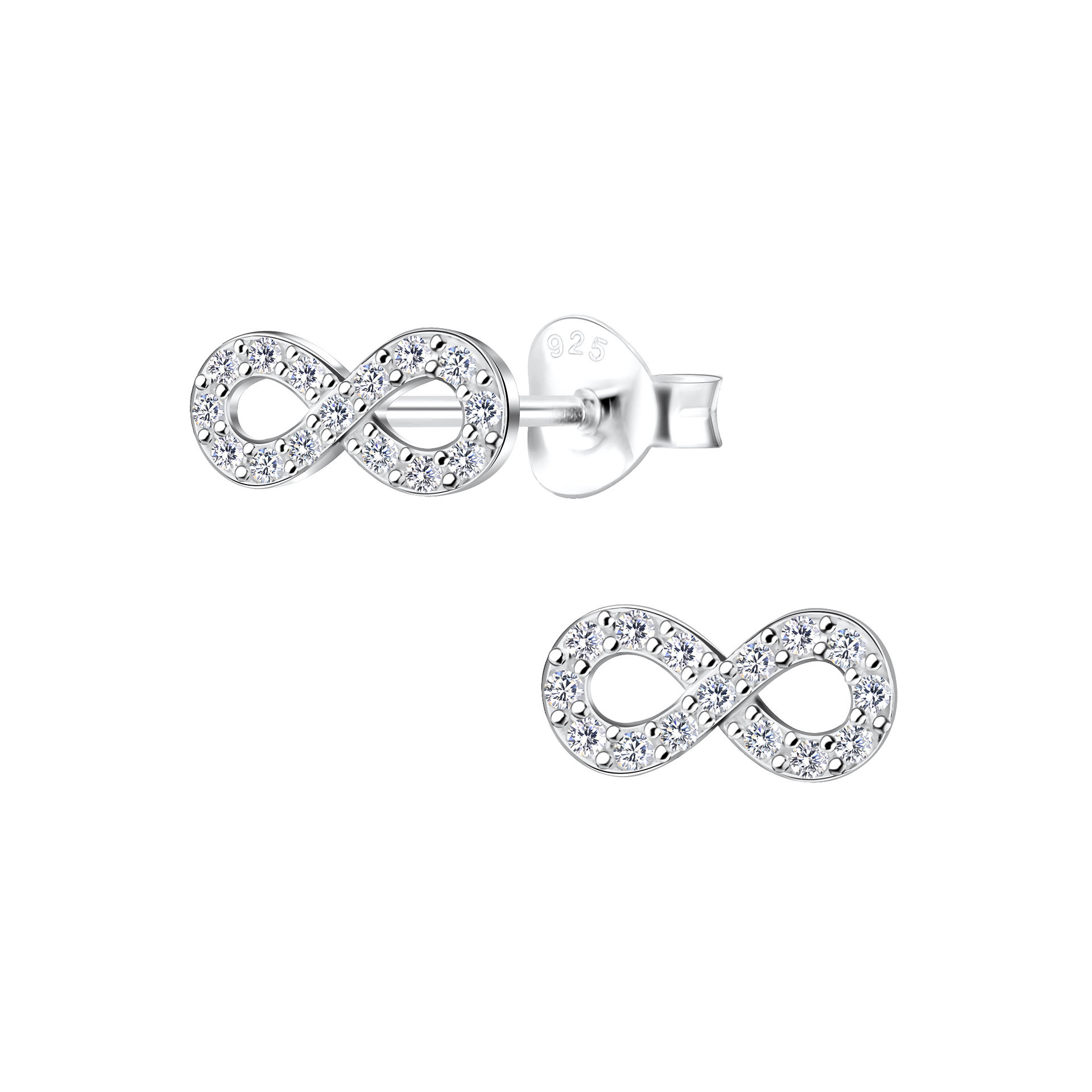 925 Silver Jewelry | Silver Infinity Stud Earrings - 9682