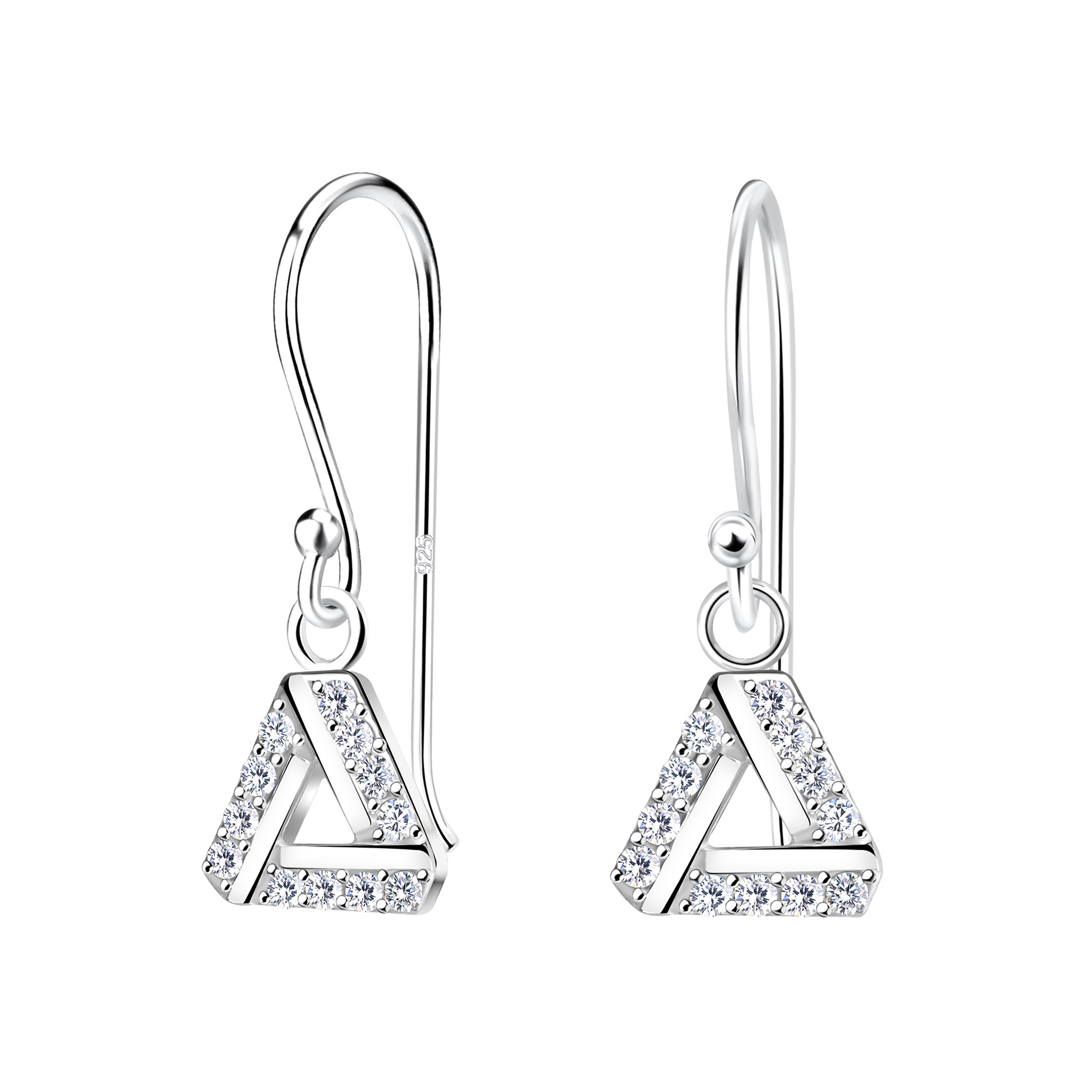 925 Silver Jewelry | Silver Triangle Earrings - 11761