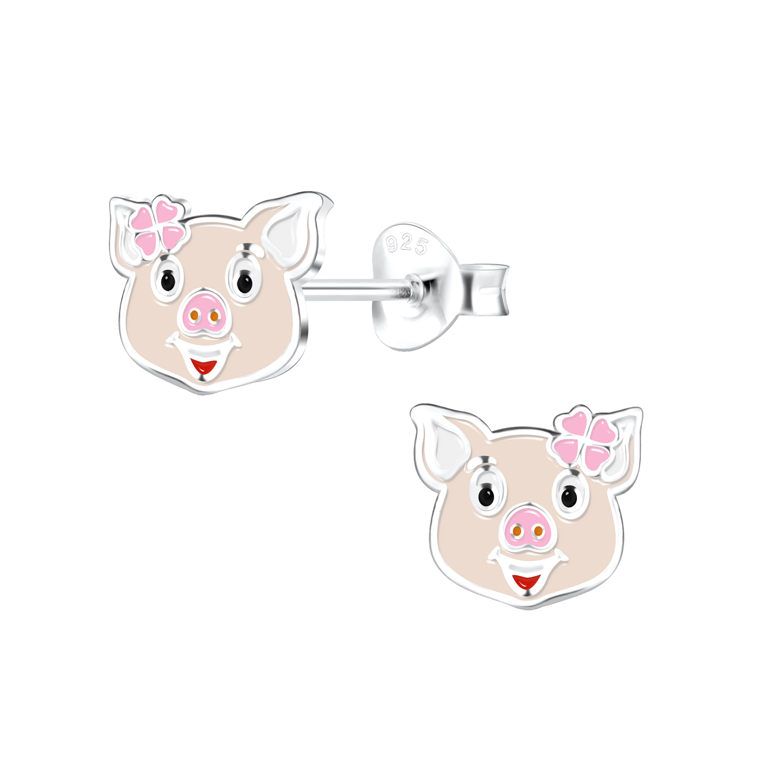 925 Silver Jewelry | Silver Pig Stud Earrings - 12364