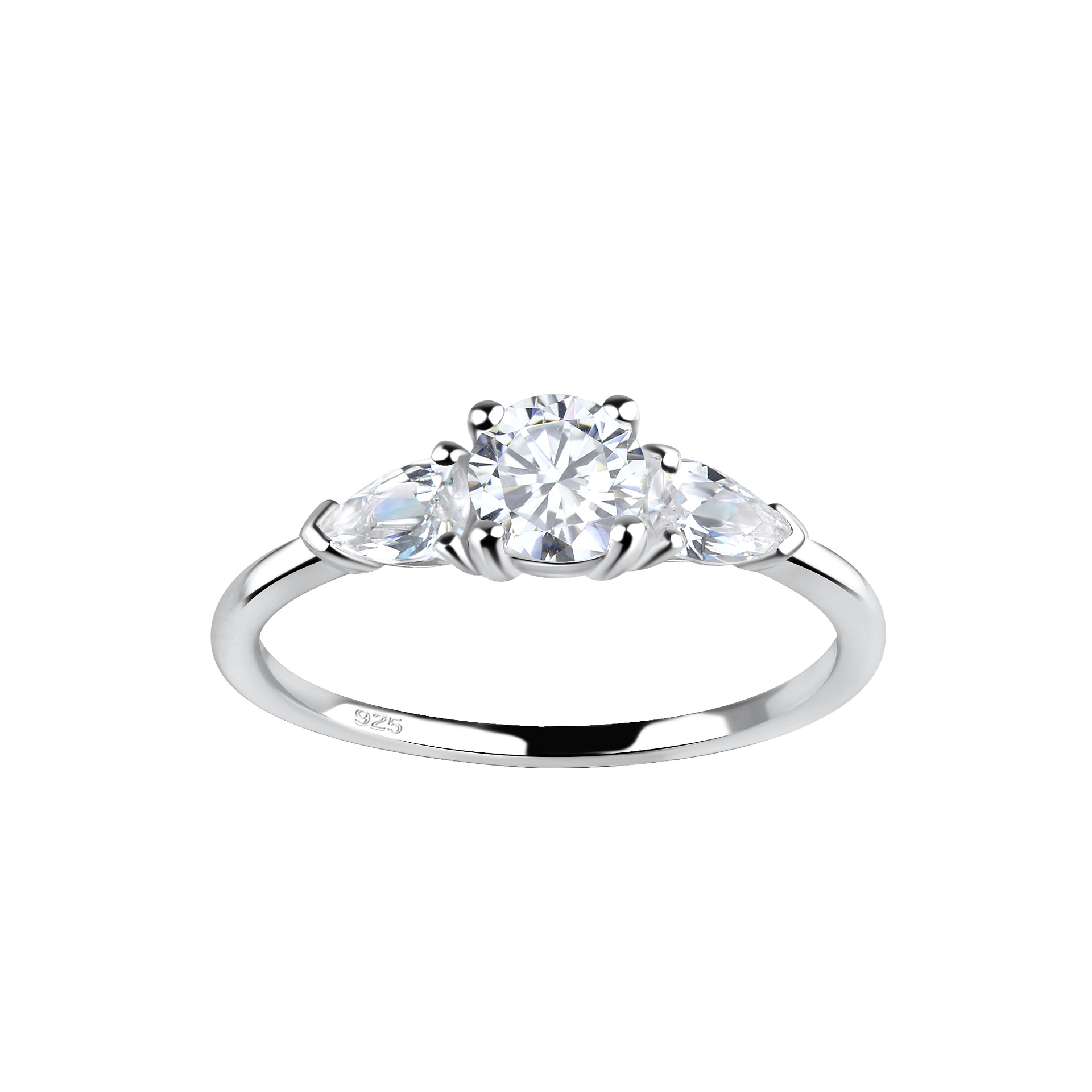 925 Silver Jewelry | Silver Three Stone Ring - 15466