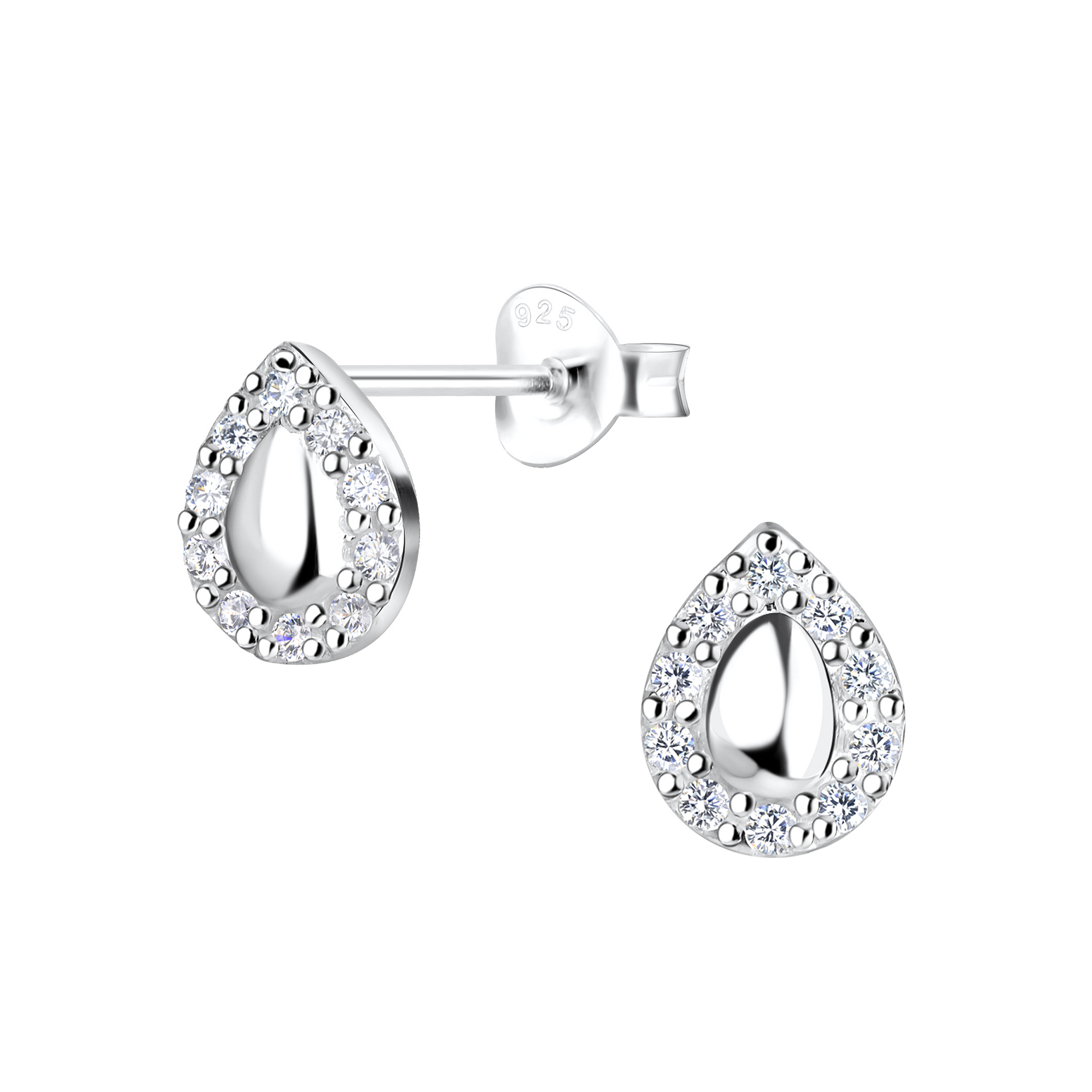 925 Silver Jewelry | Silver Tear Drop Stud Earrings - 16586