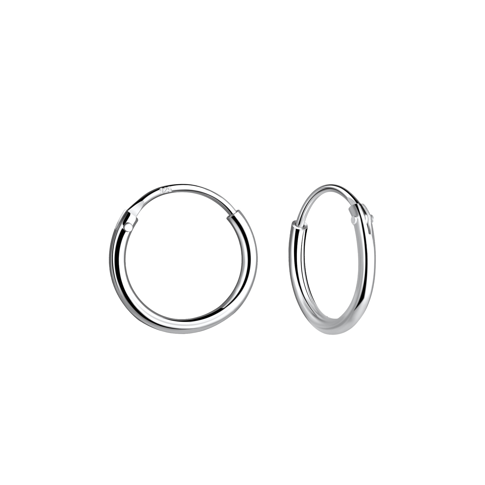925 Silver Jewelry | 10mm Silver Thin Hoop Earrings - 16531