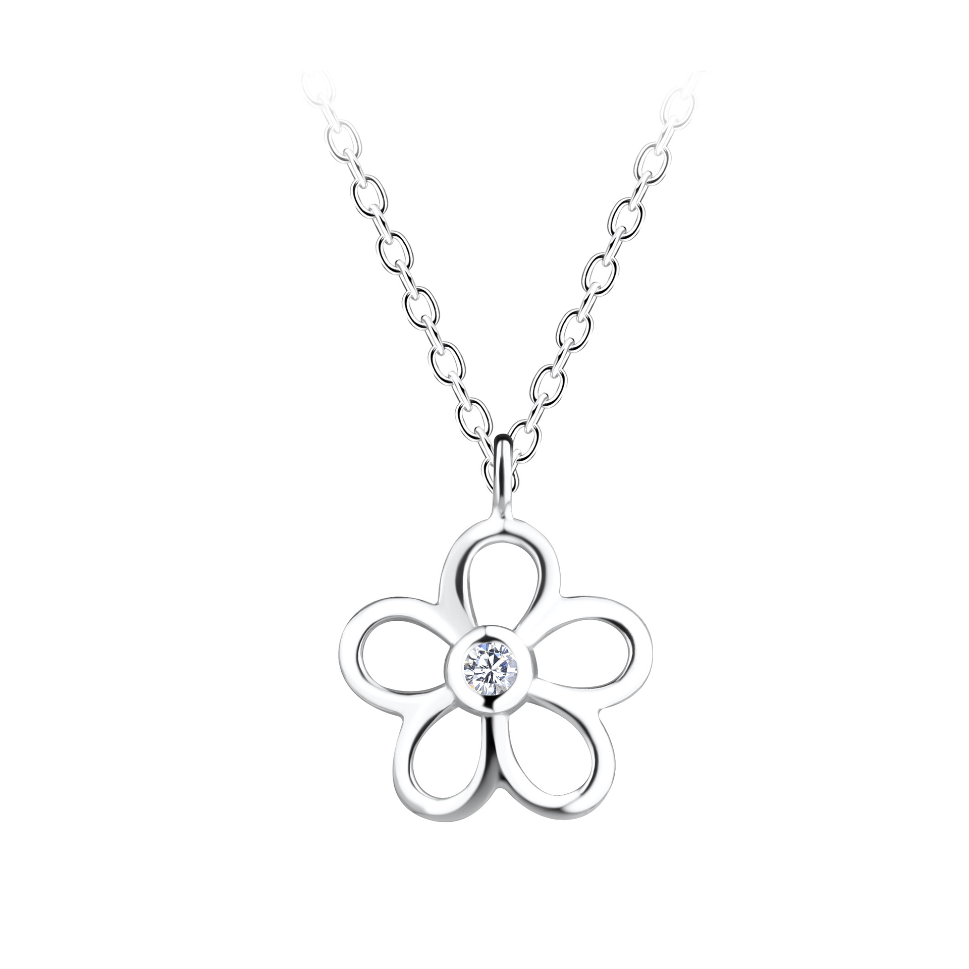 925 Silver Jewelry | Silver Flower Necklace - 19716