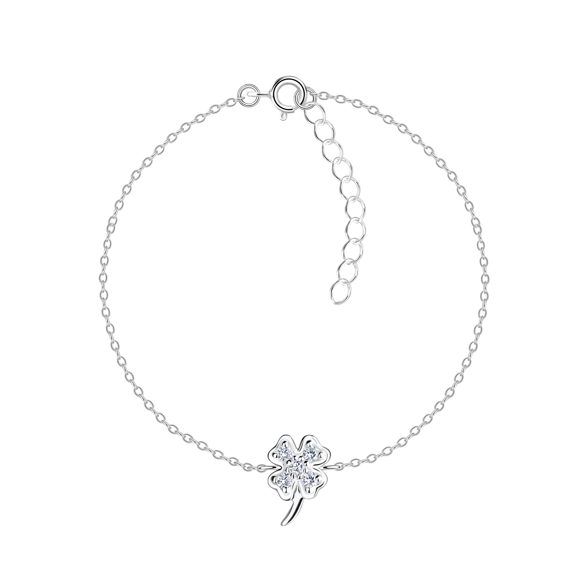 925 Silver Jewelry | Silver Clover Bracelet - 17121