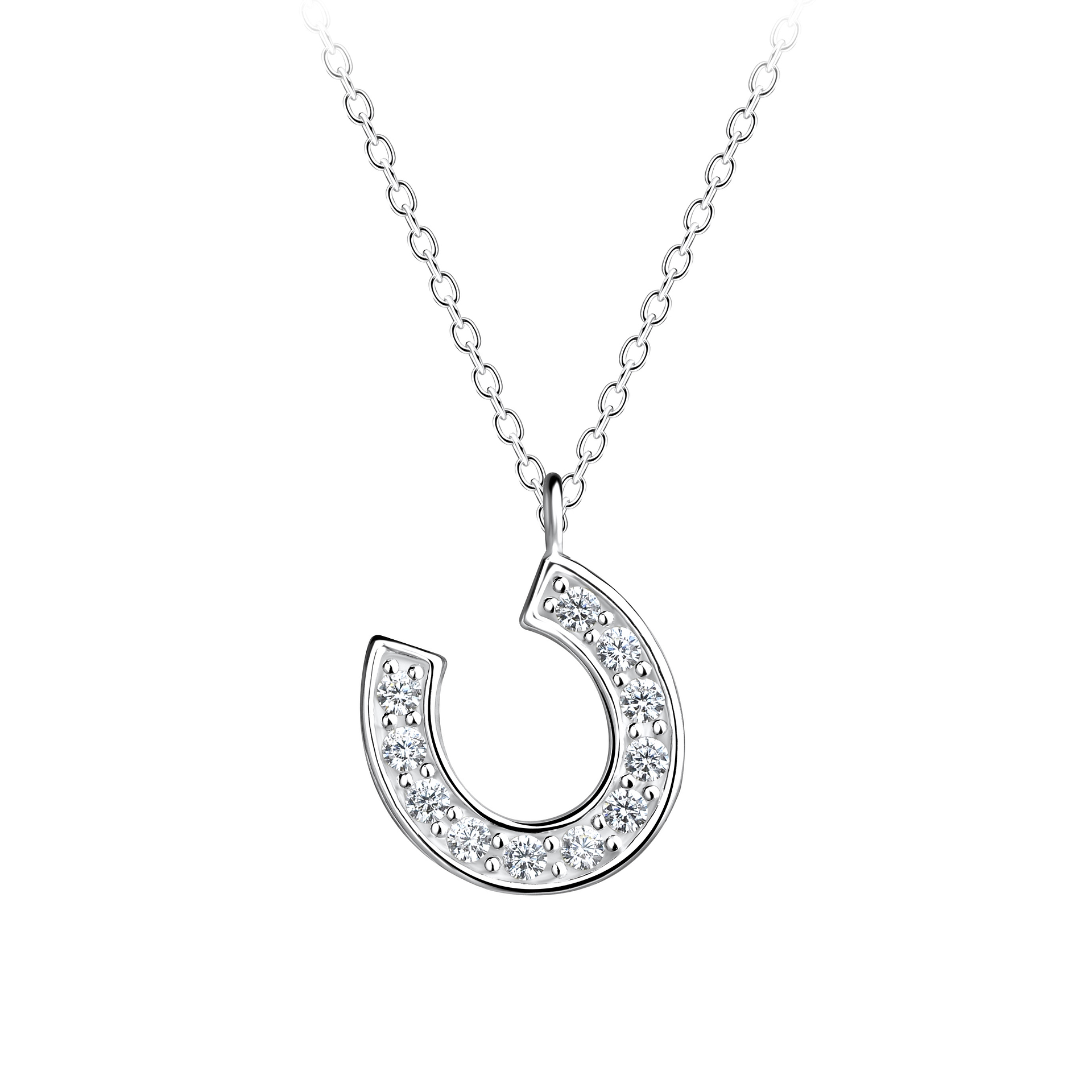 925 Silver Jewelry | Silver Horseshoe Necklace - 17401