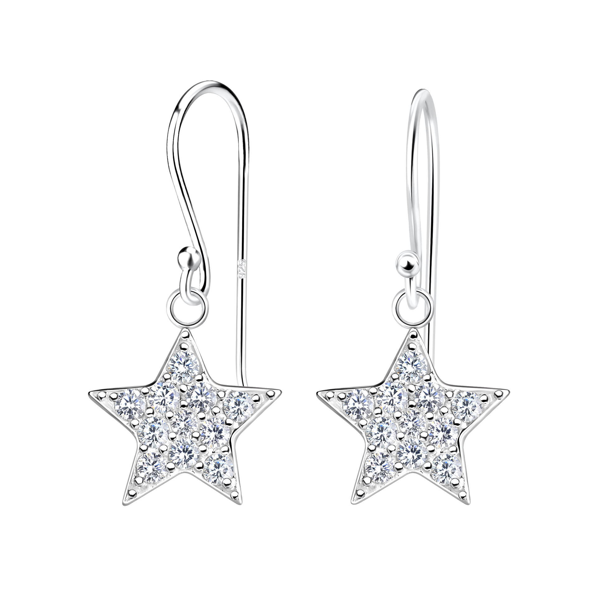 925 Silver Jewelry | Silver Star Earrings - 17365