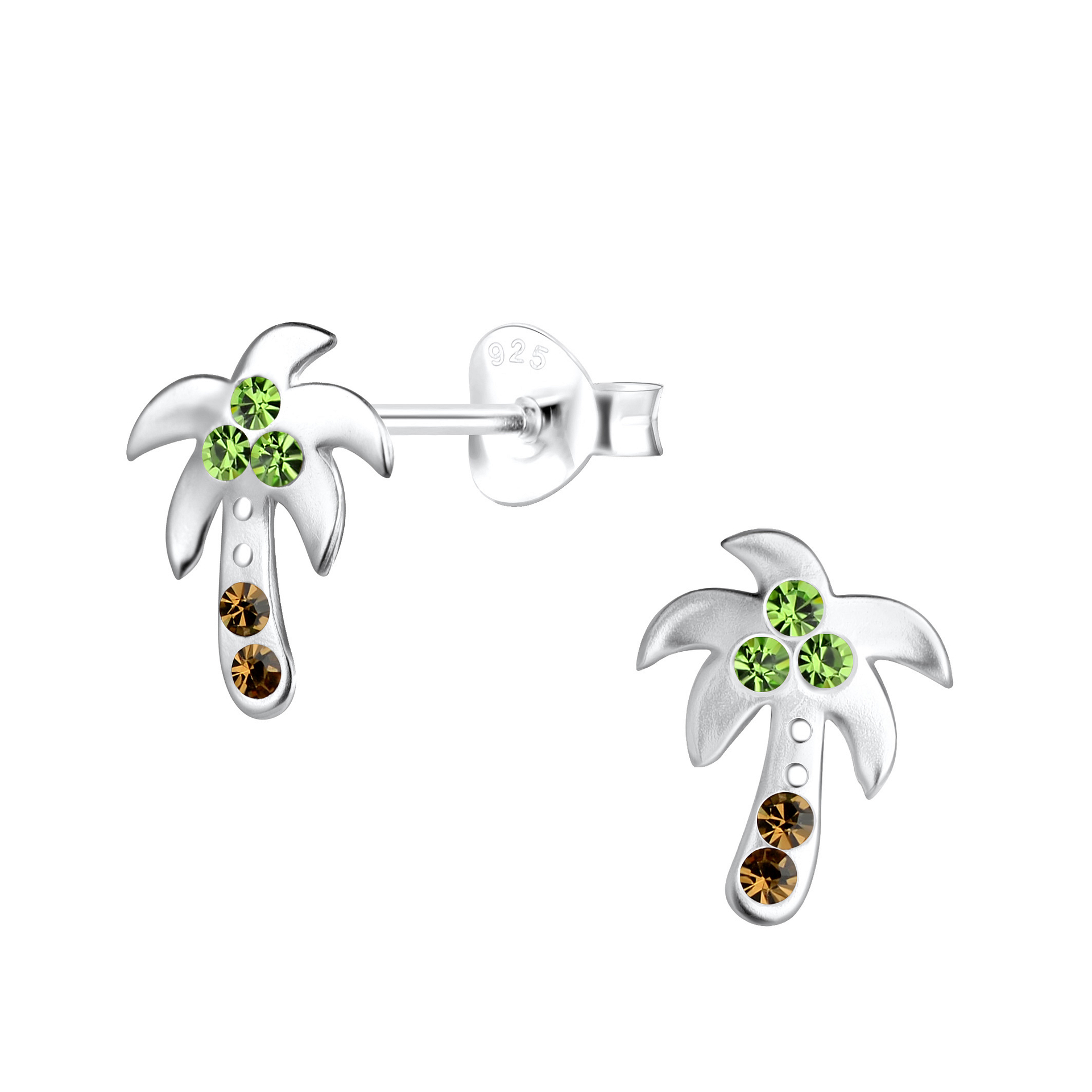 925 Silver Jewelry | Silver Coconut Tree Stud Earrings - 17966