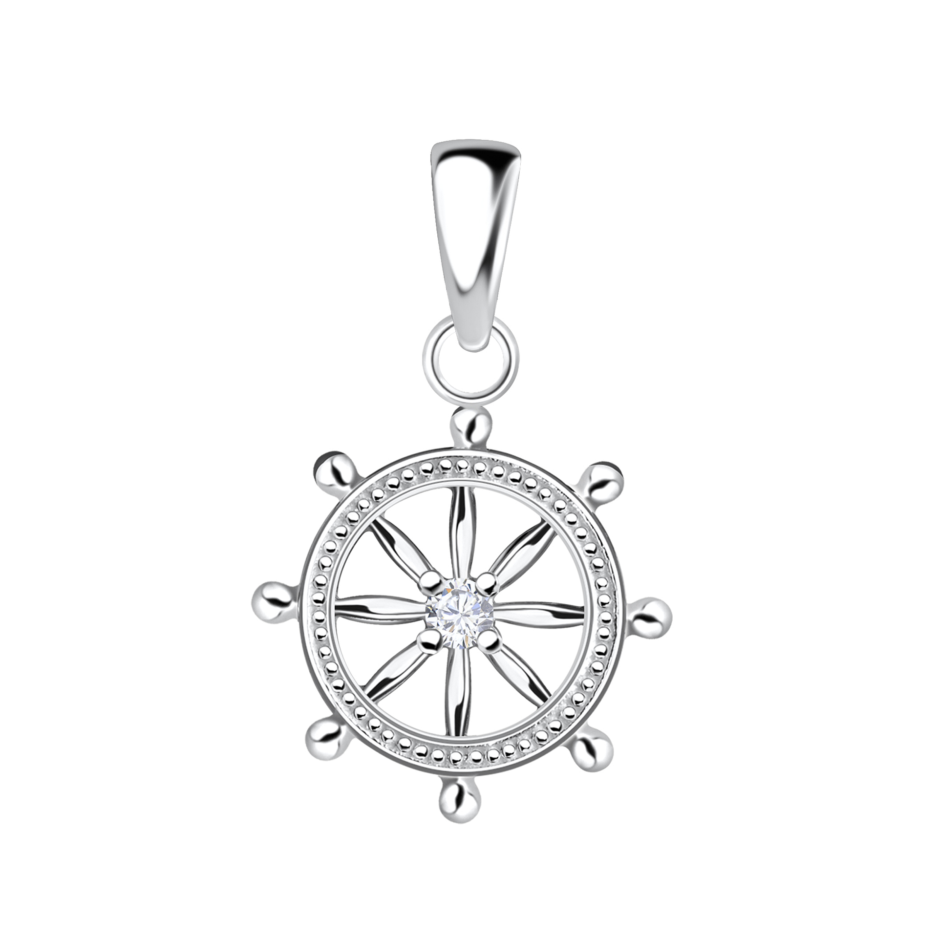 925 Silver Jewelry | Silver Ship Wheel Pendant - 15816