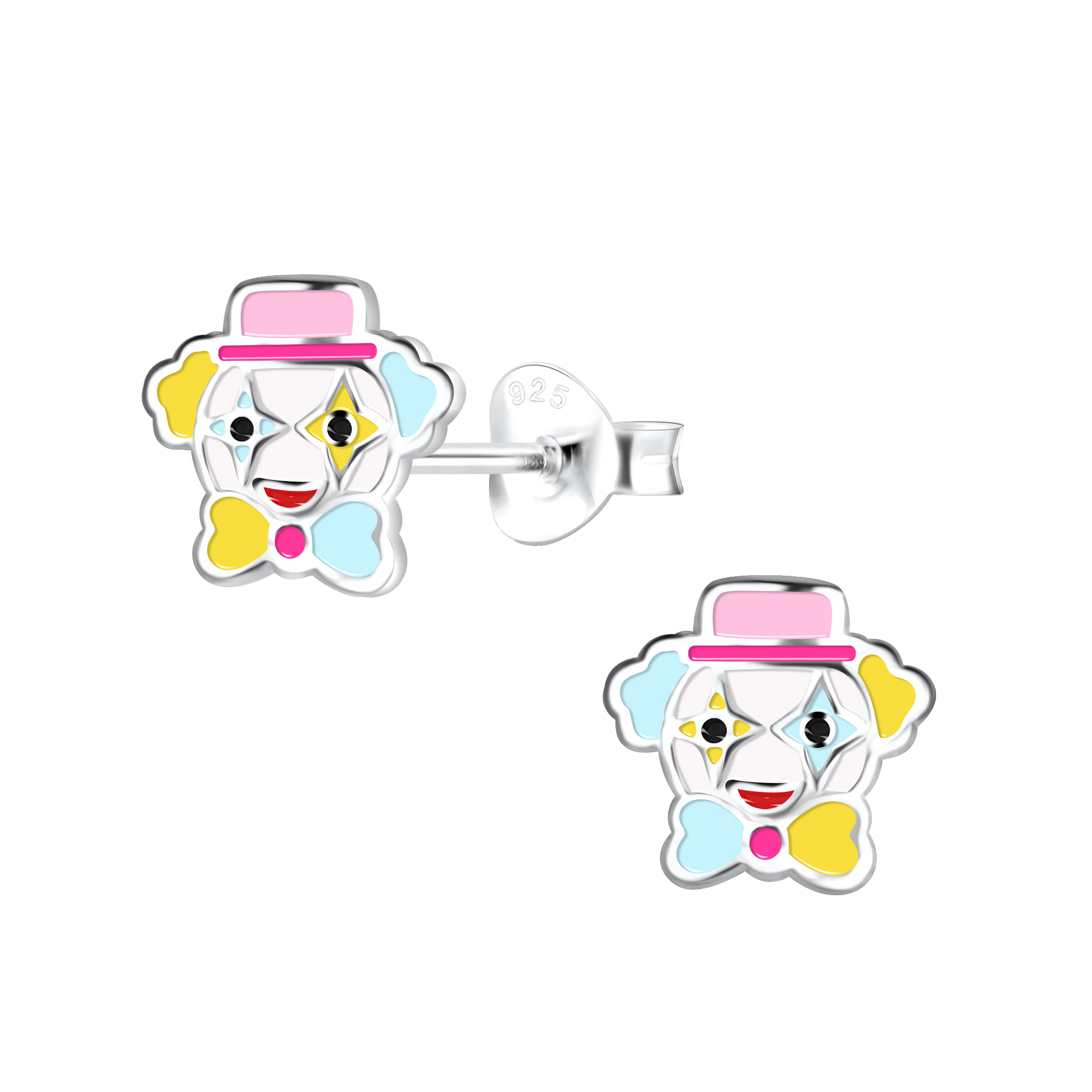 925 Silver Jewelry | Silver Clown Stud Earrings - 18116
