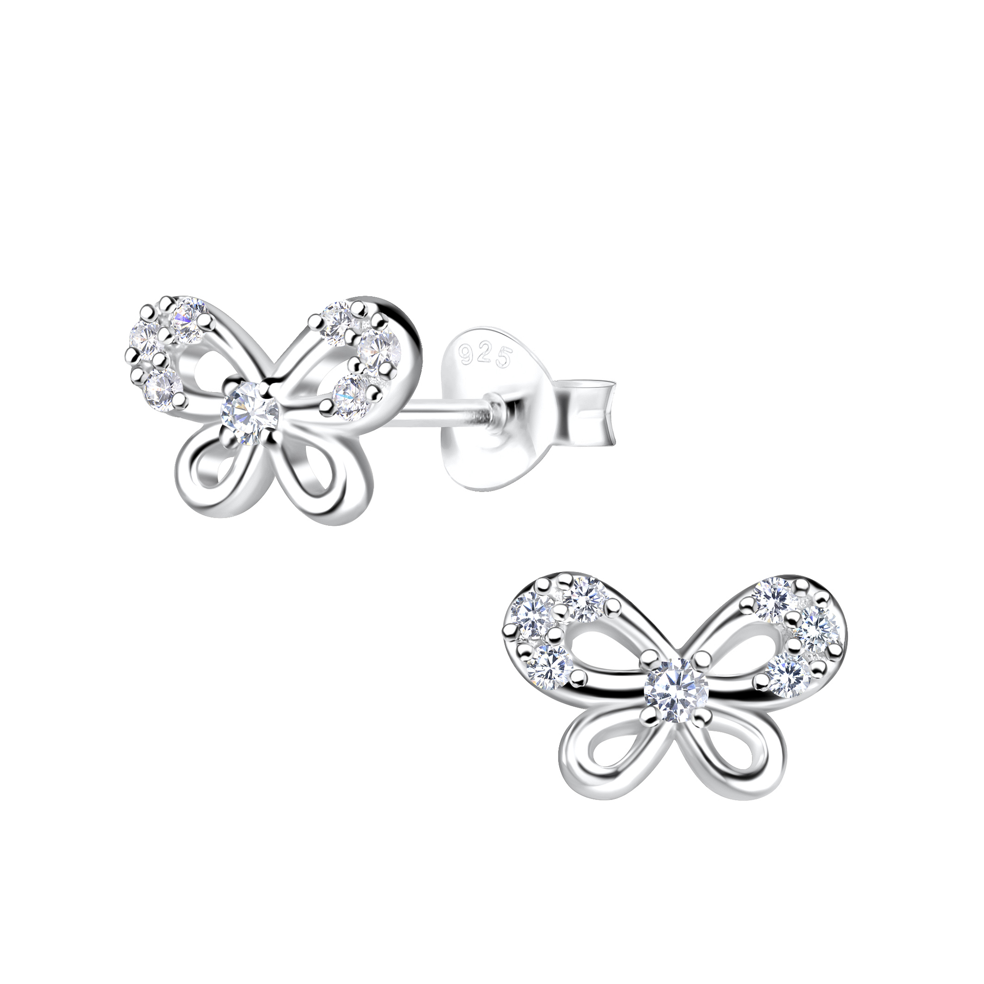 925 Silver Jewelry | Silver Butterfly Stud Earrings - 18728