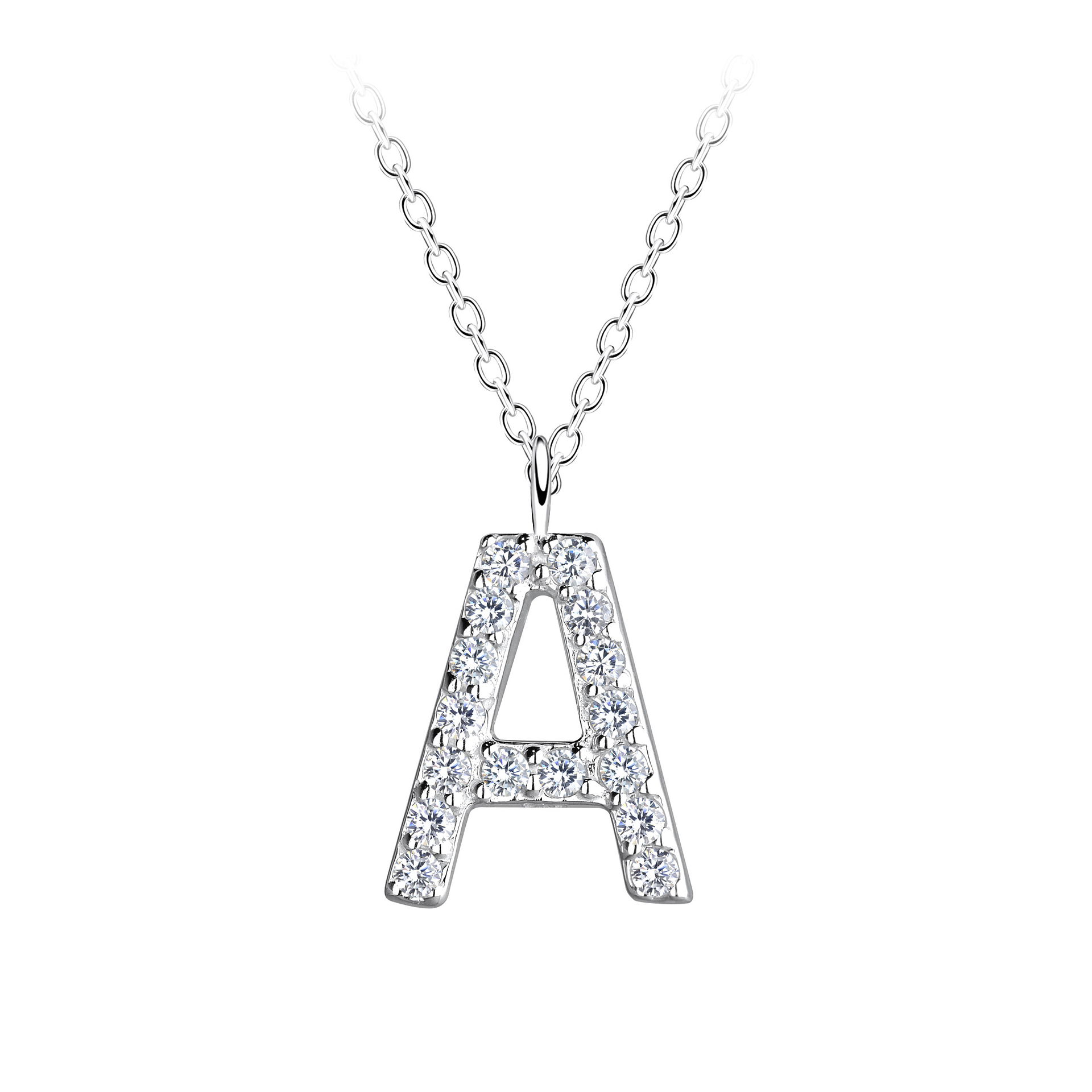 925 Silver Jewelry | Silver Letter A Necklace - 18893