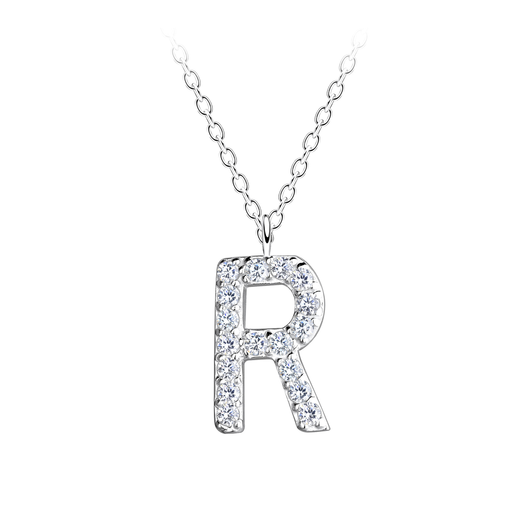 925 Silver Jewelry | Silver Letter R Necklace - 18892
