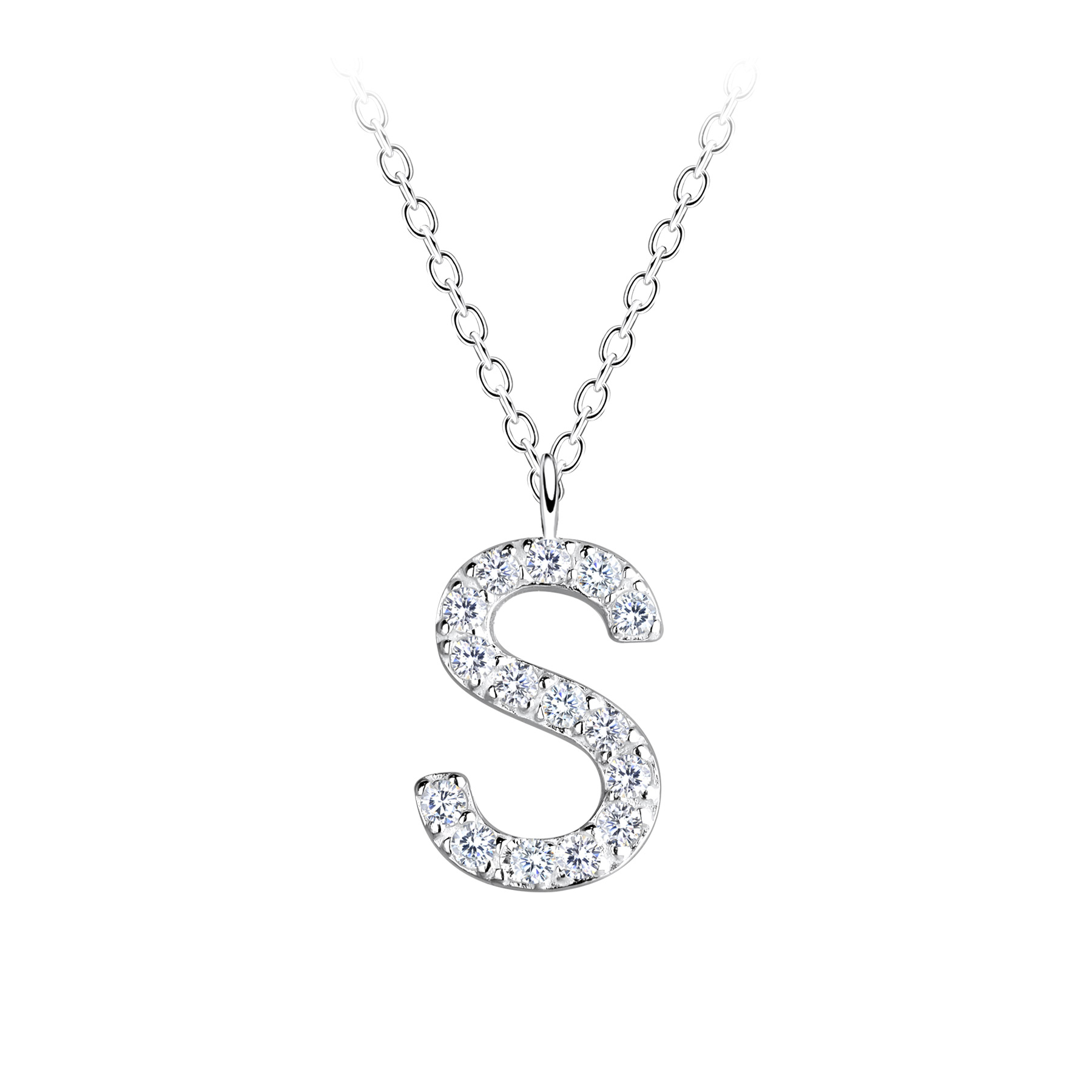 925 Silver Jewelry | Silver Letter S Necklace - 18901