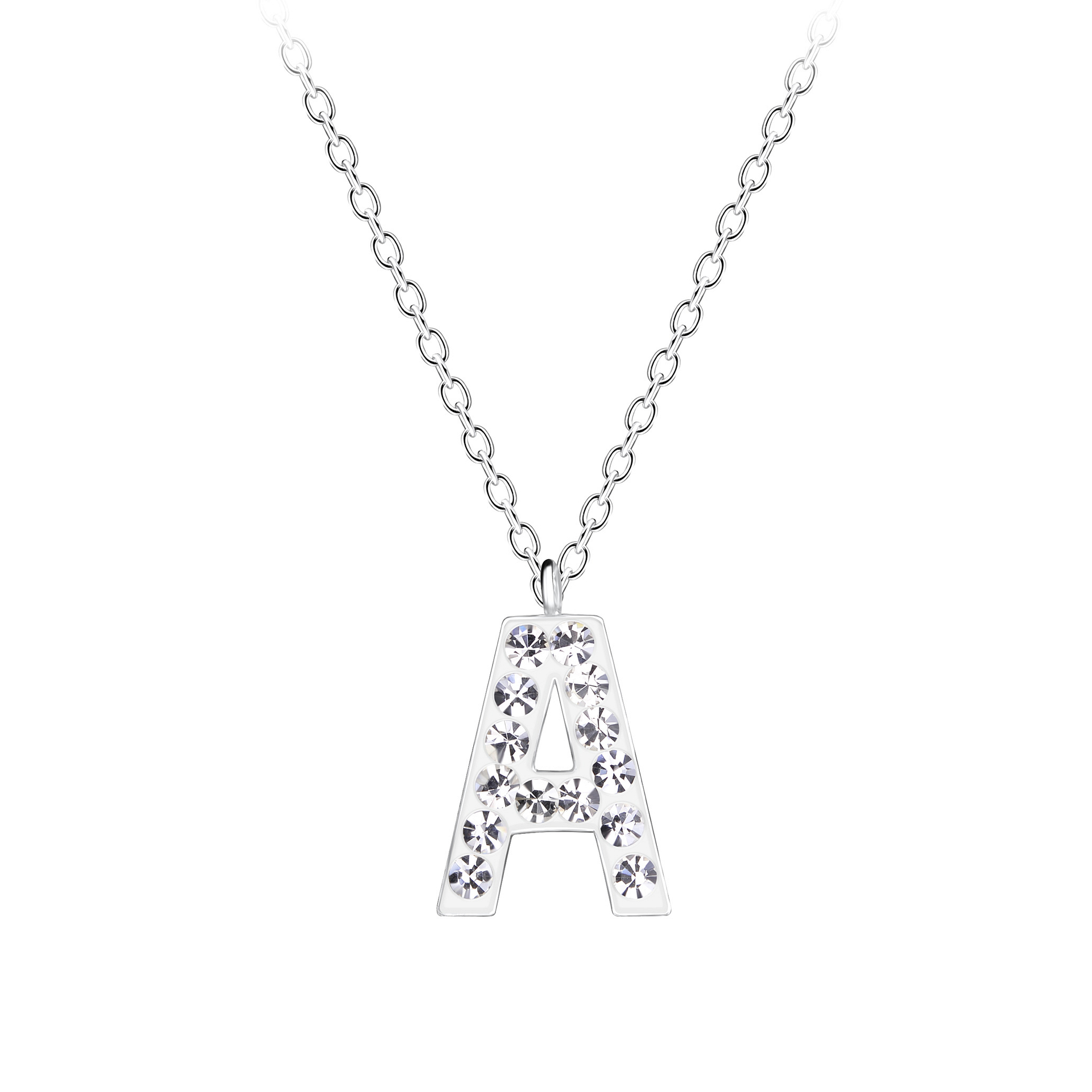 925 Silver Jewelry | Silver Letter A Necklace - 18712