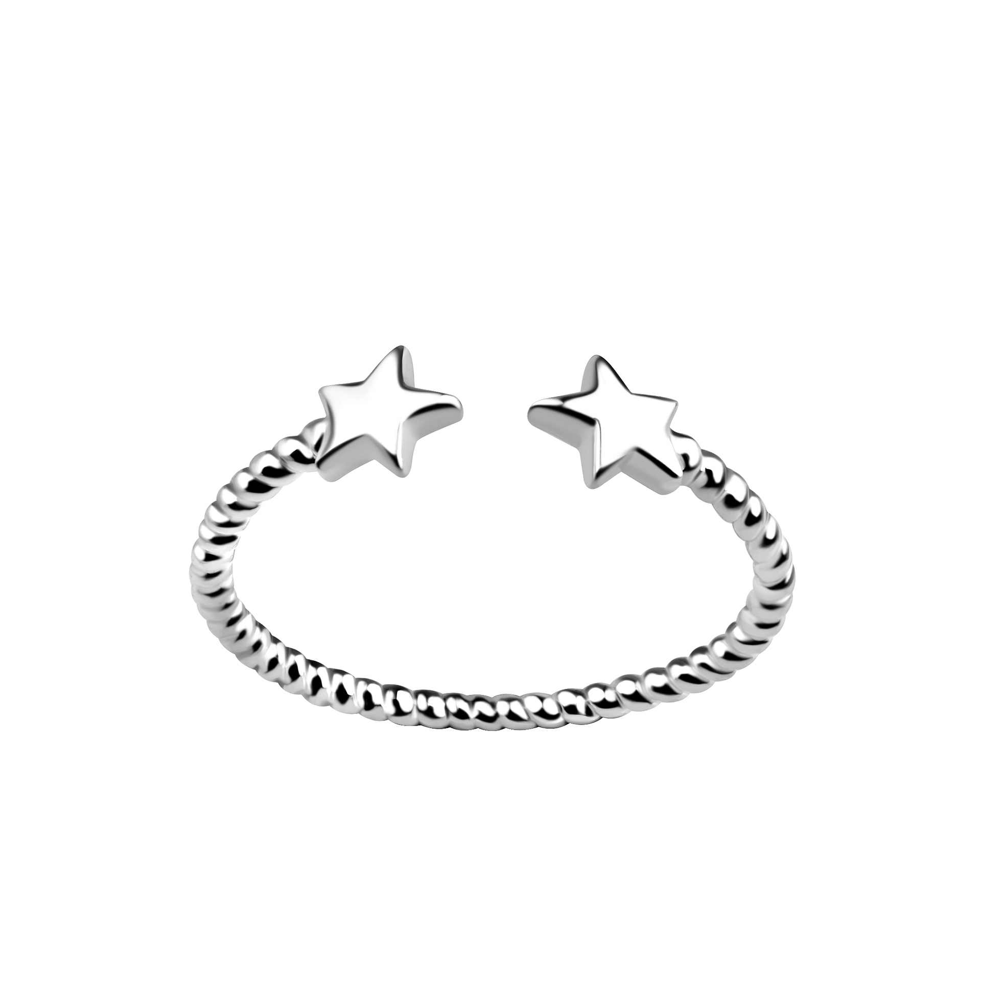 925 Silver Jewelry | Silver Opened Star Ring - 19117