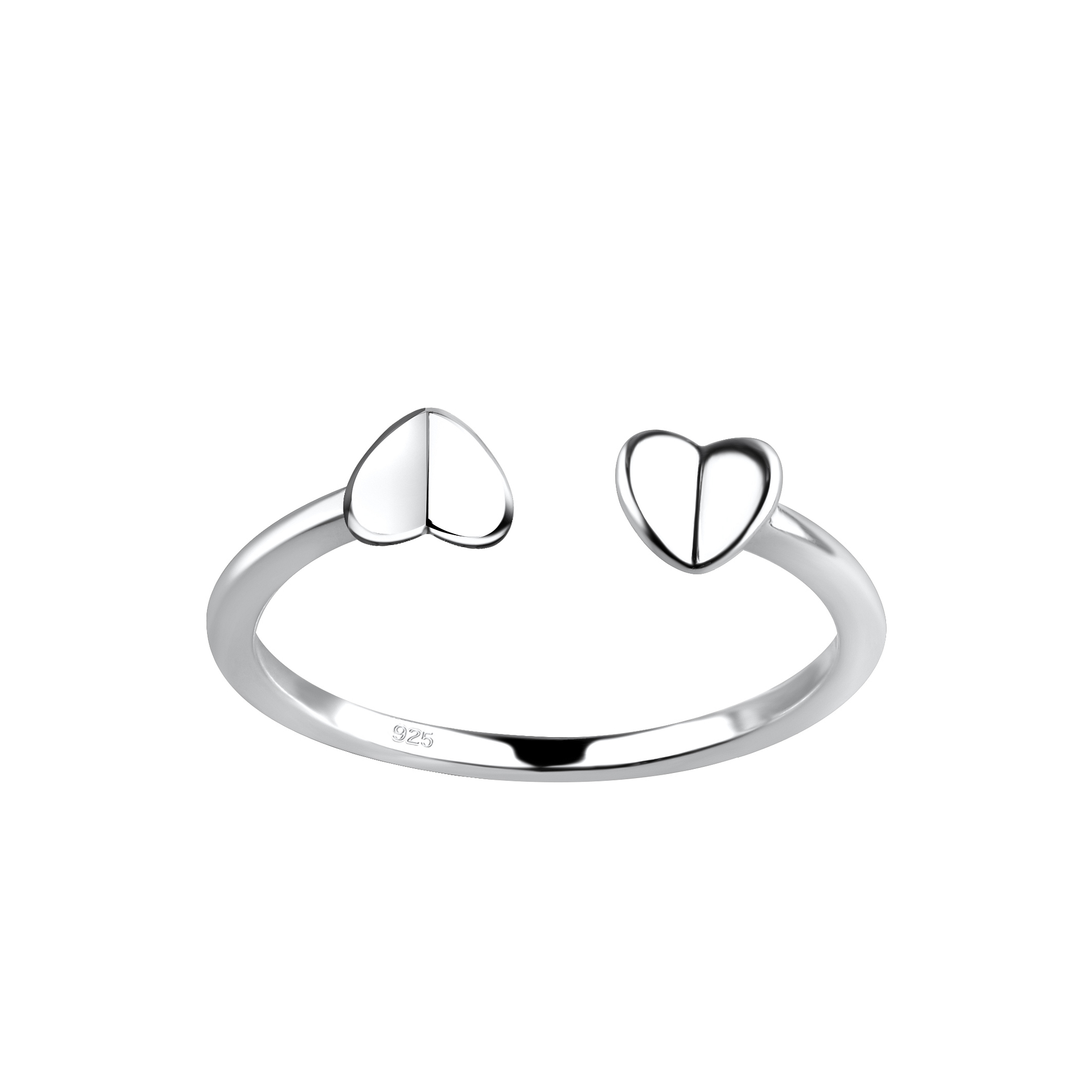 925 Silver Jewelry | Silver Opened Double Heart Ring - 19218