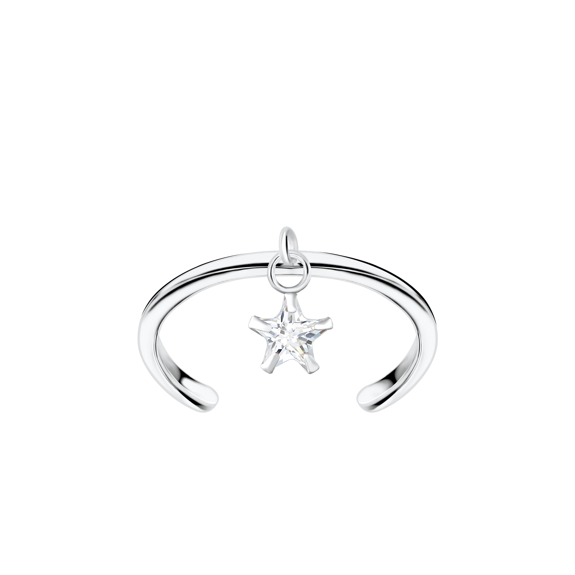 925 Silver Jewelry | Silver Star Toe Ring - 18830