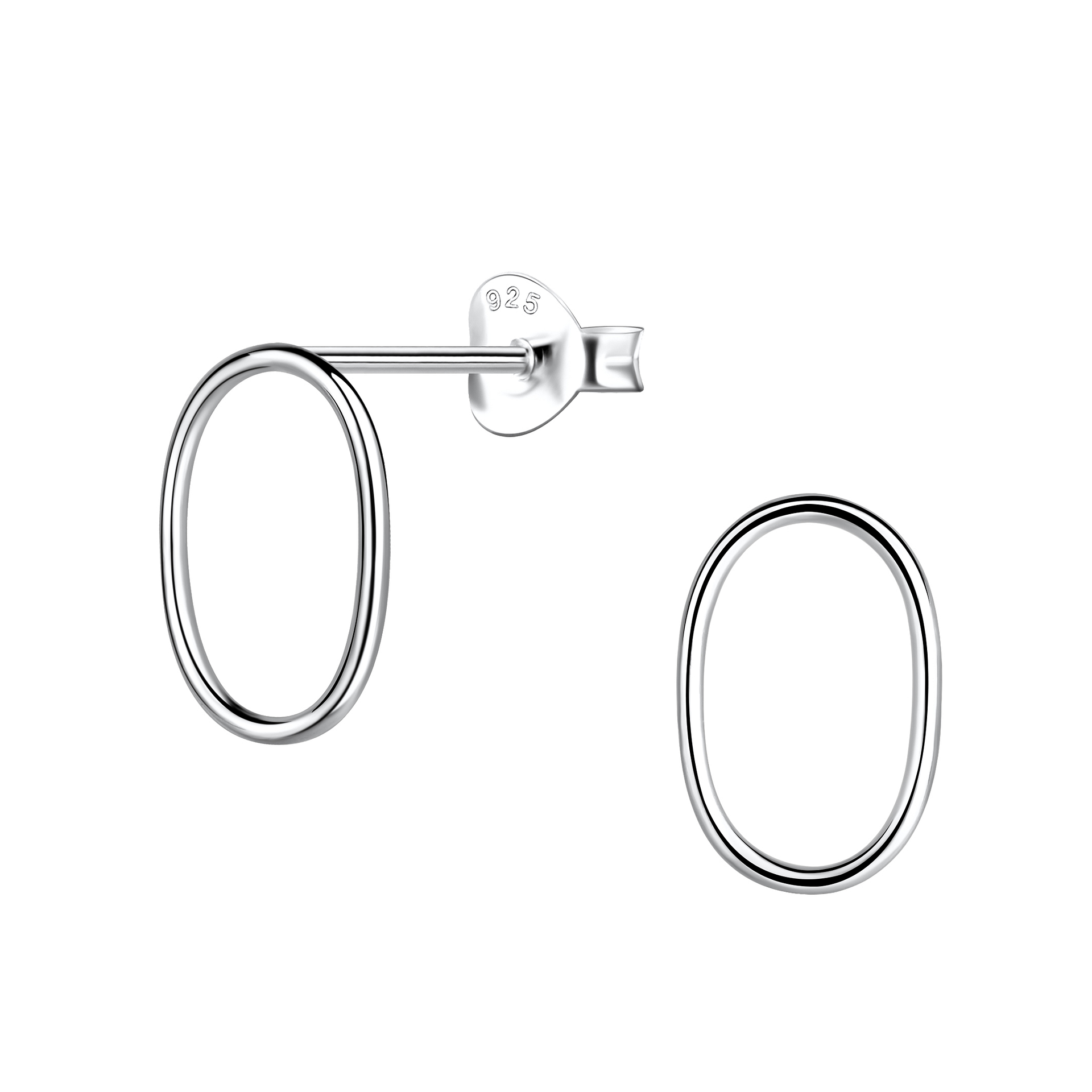 925 Silver Jewelry | Silver Oval Stud Earrings - 19424