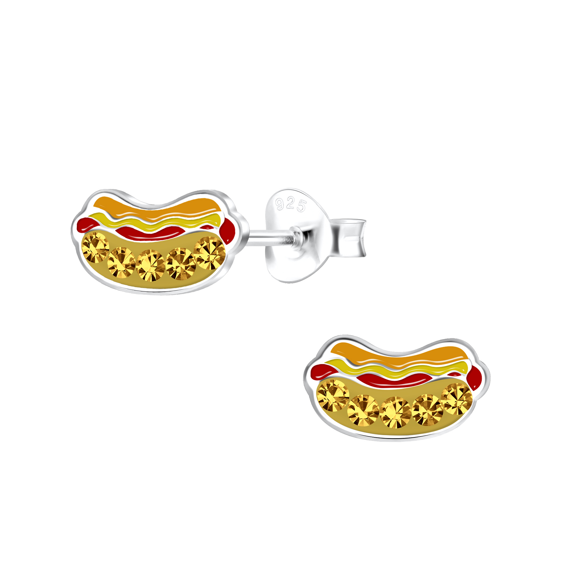 925 Silver Jewelry | Silver Hot Dog Stud Earrings - 19272