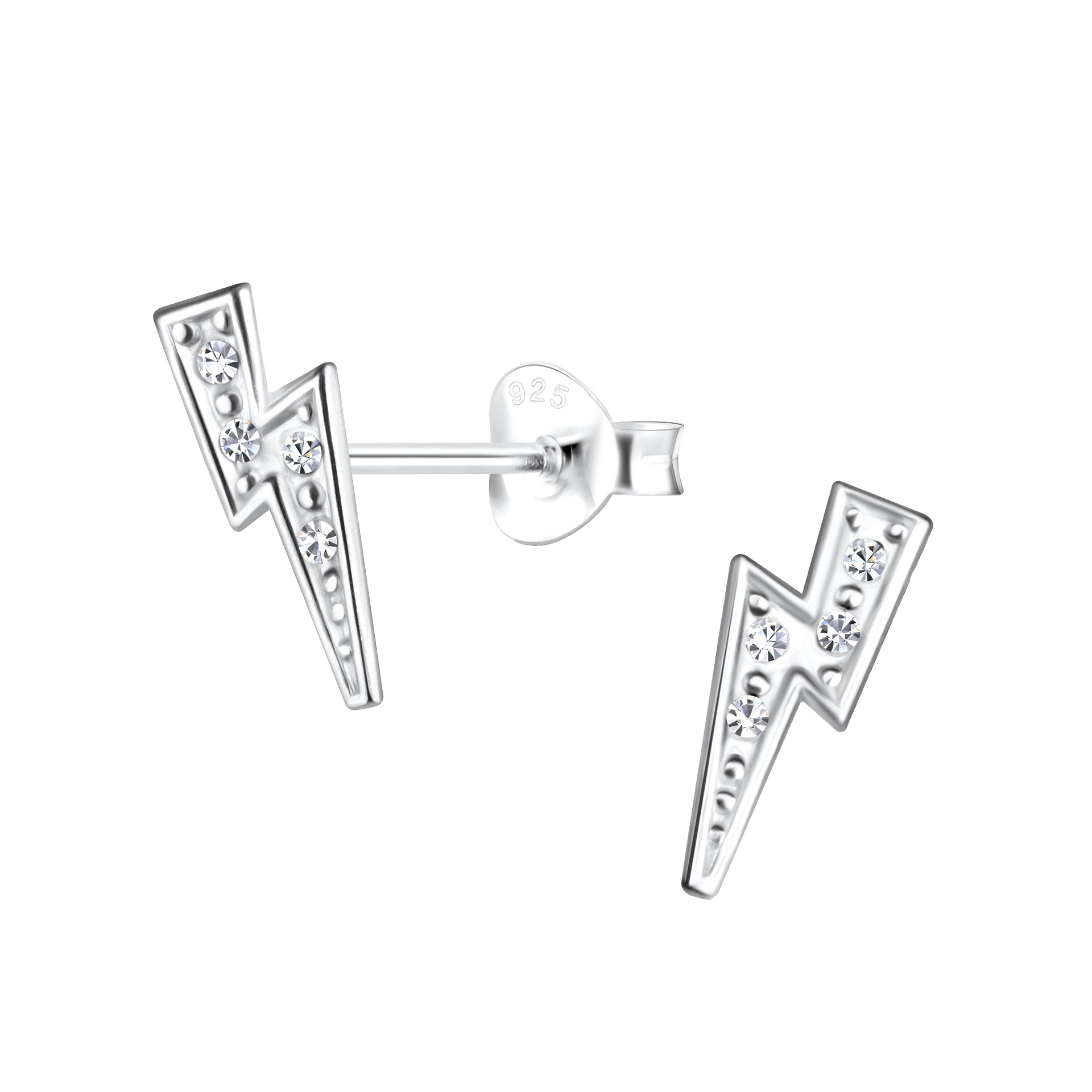 925 Silver Jewelry | Silver Lightning Bolt Stud Earrings - 19280