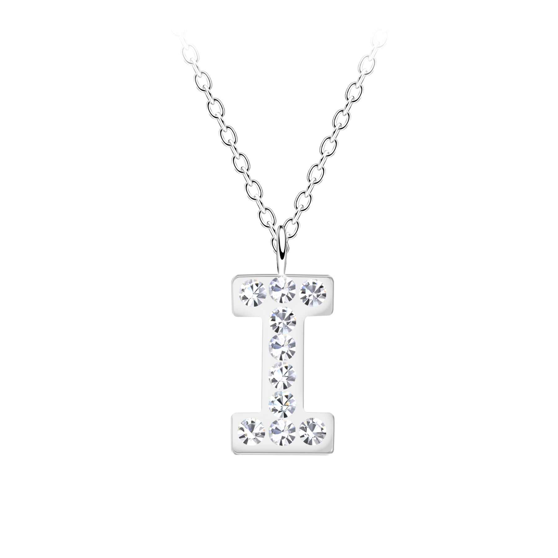 925 Silver Jewelry | Silver Letter I Necklace - 18717