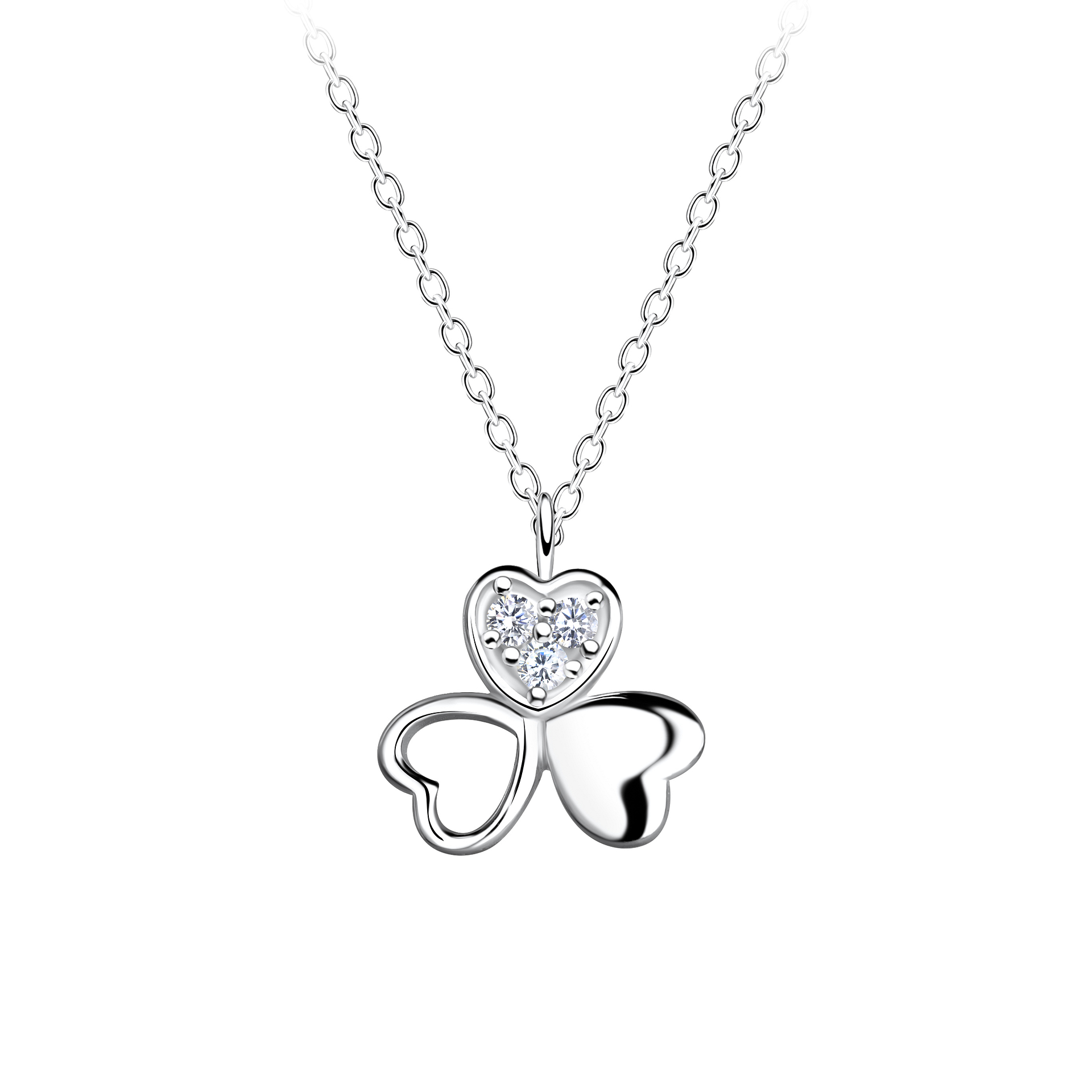 925 Silver Jewelry | Silver Shamrock Necklace - 19550