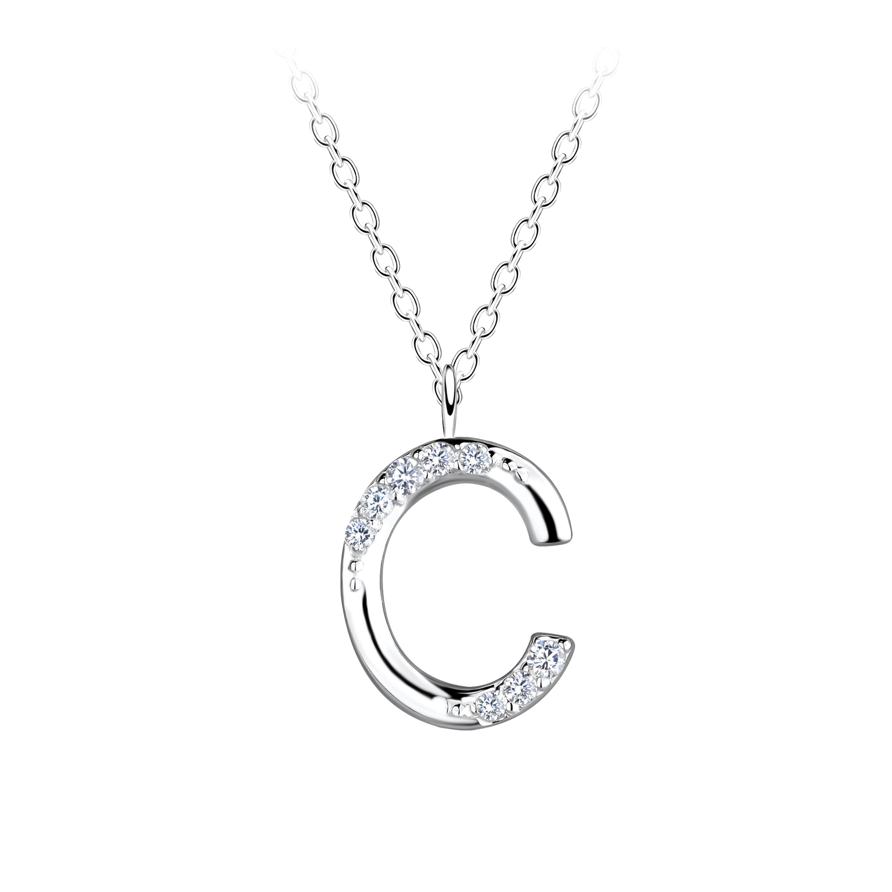 925 Silver Jewelry | Silver Letter C Necklace - 19562