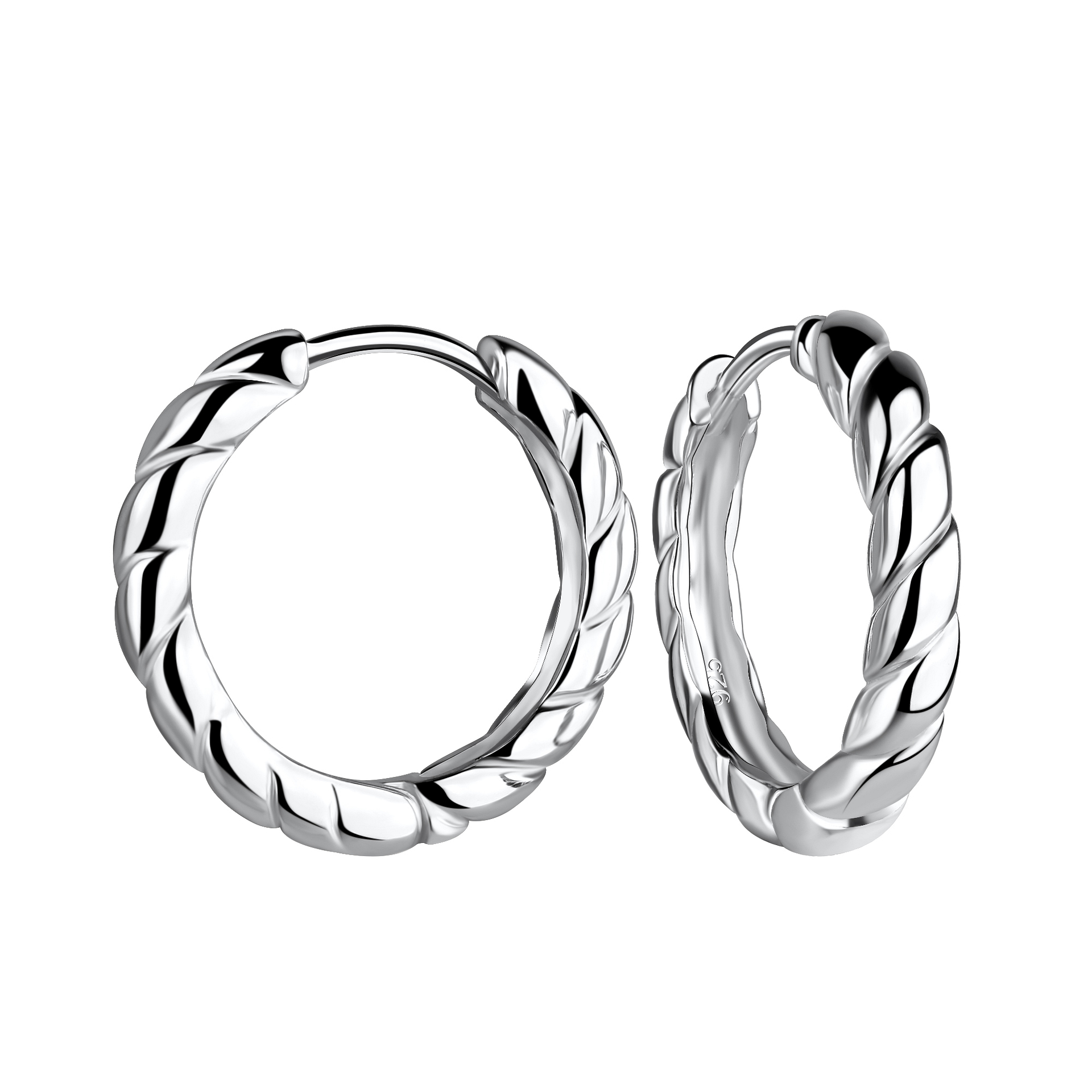 925 Silver Jewelry | 18mm Silver Twisted Huggie Earrings - 19505