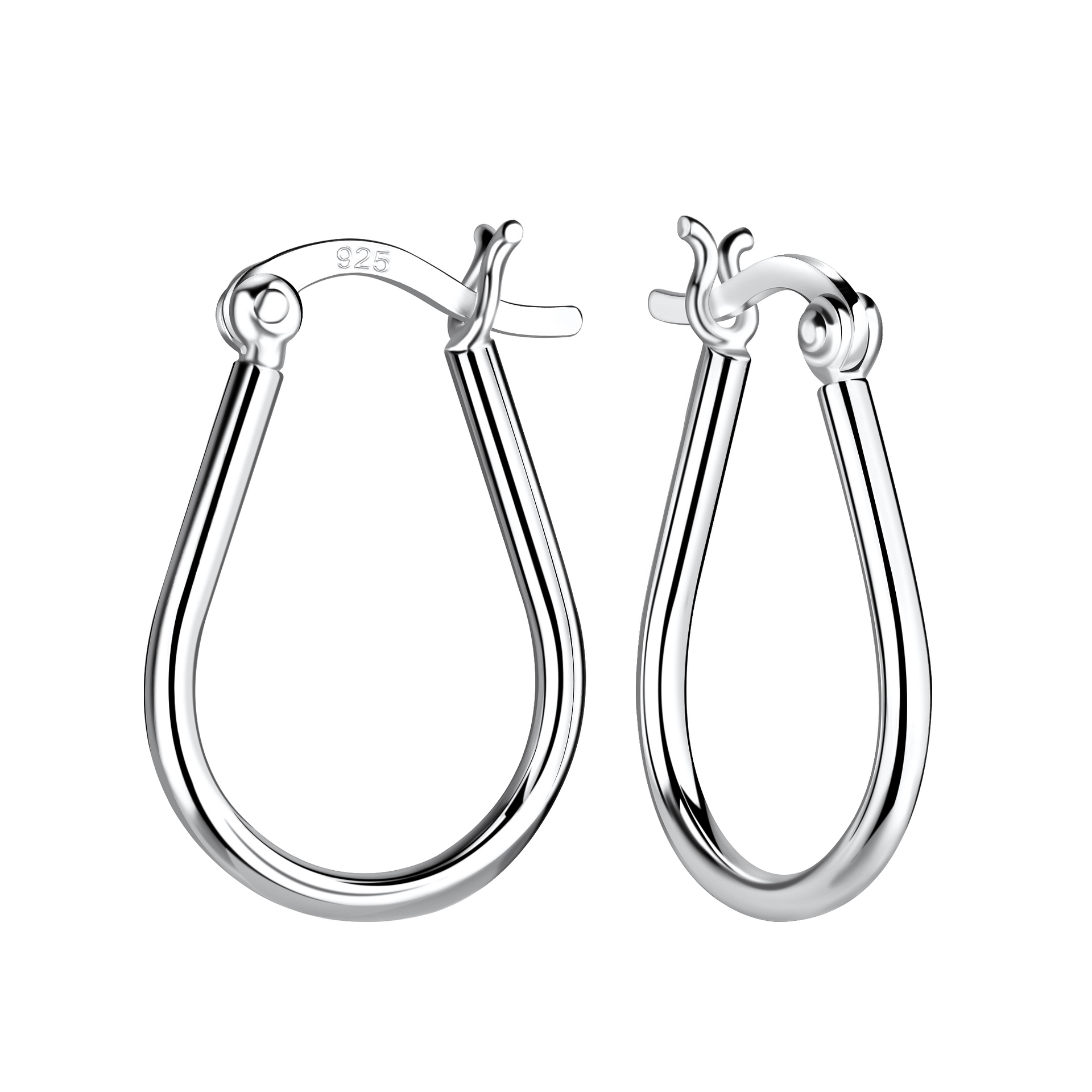 925 Silver Jewelry | Silver French Lock Hoop Earrings - 19609