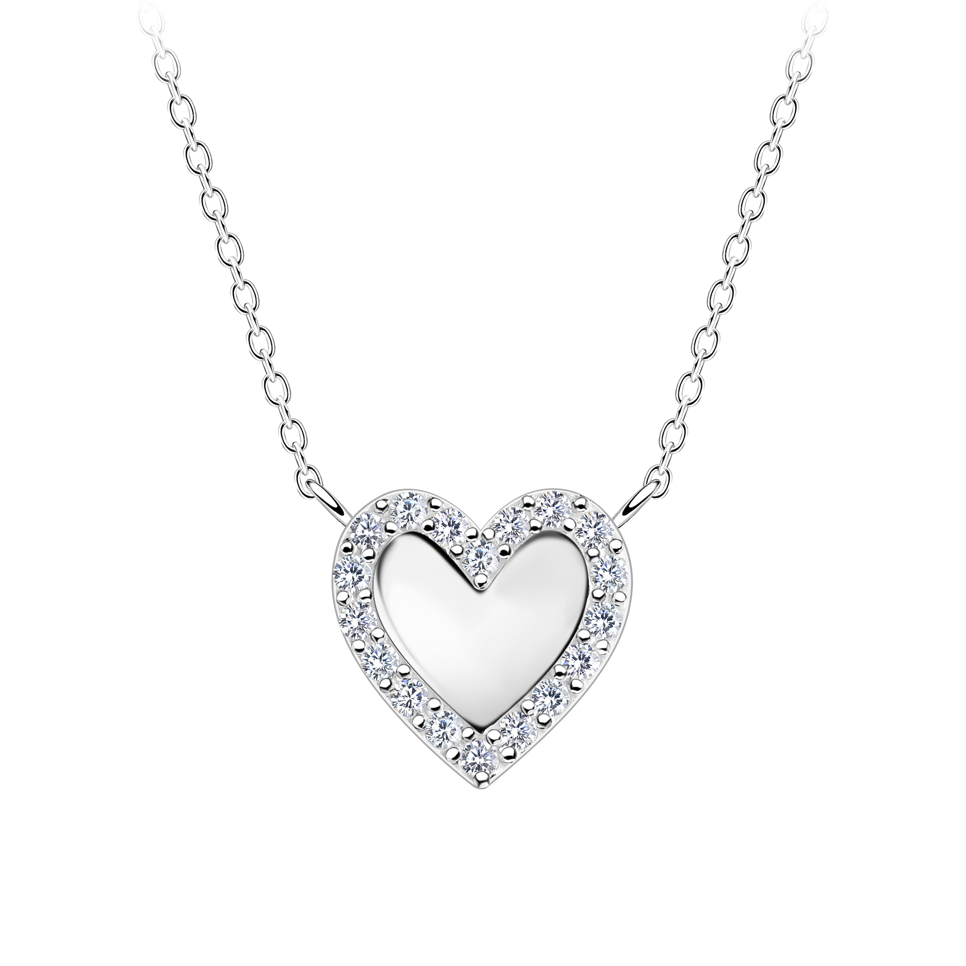 925 Silver Jewelry | Silver Heart Necklace - 19705