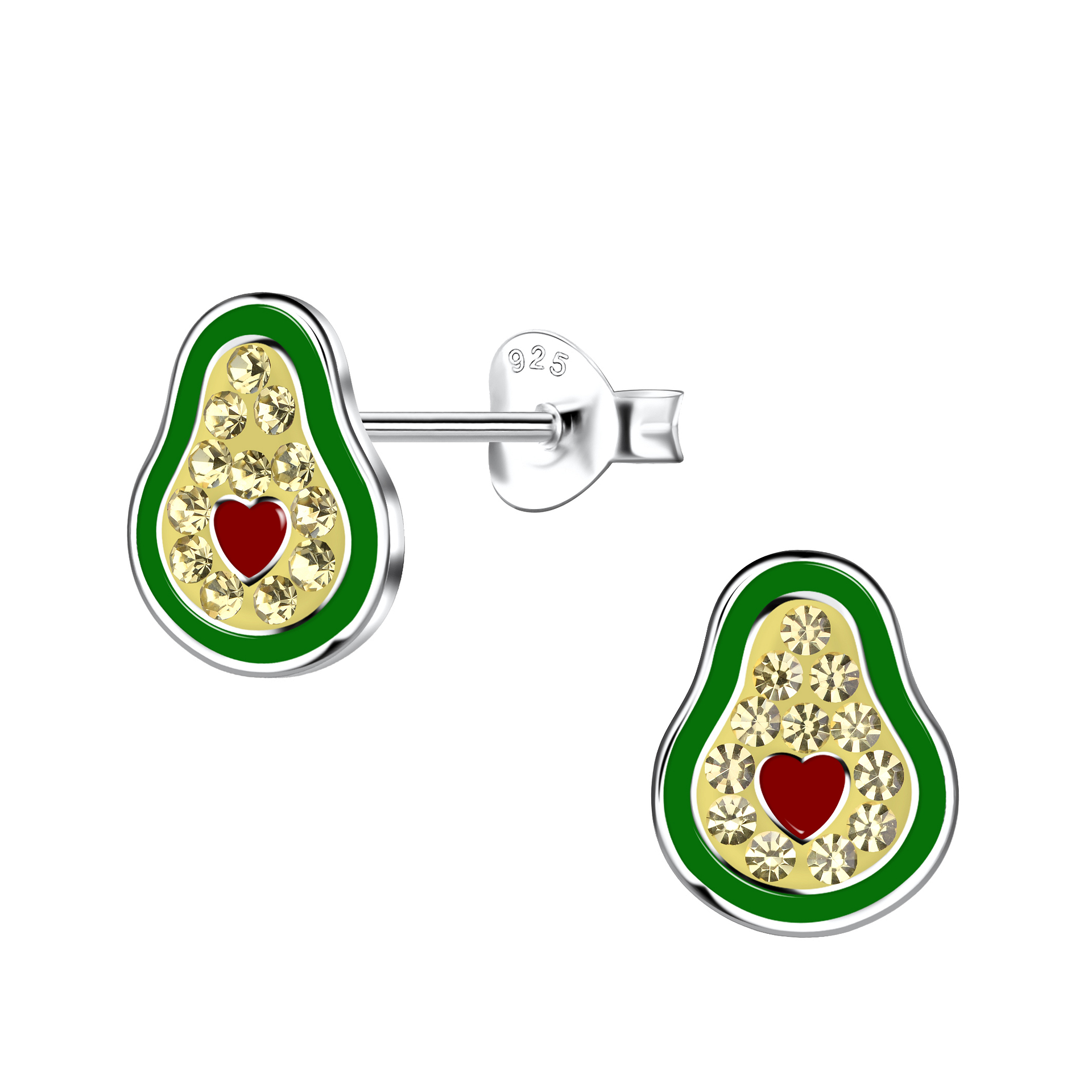 925 Silver Jewelry | Silver Avocado Stud Earrings - 19919