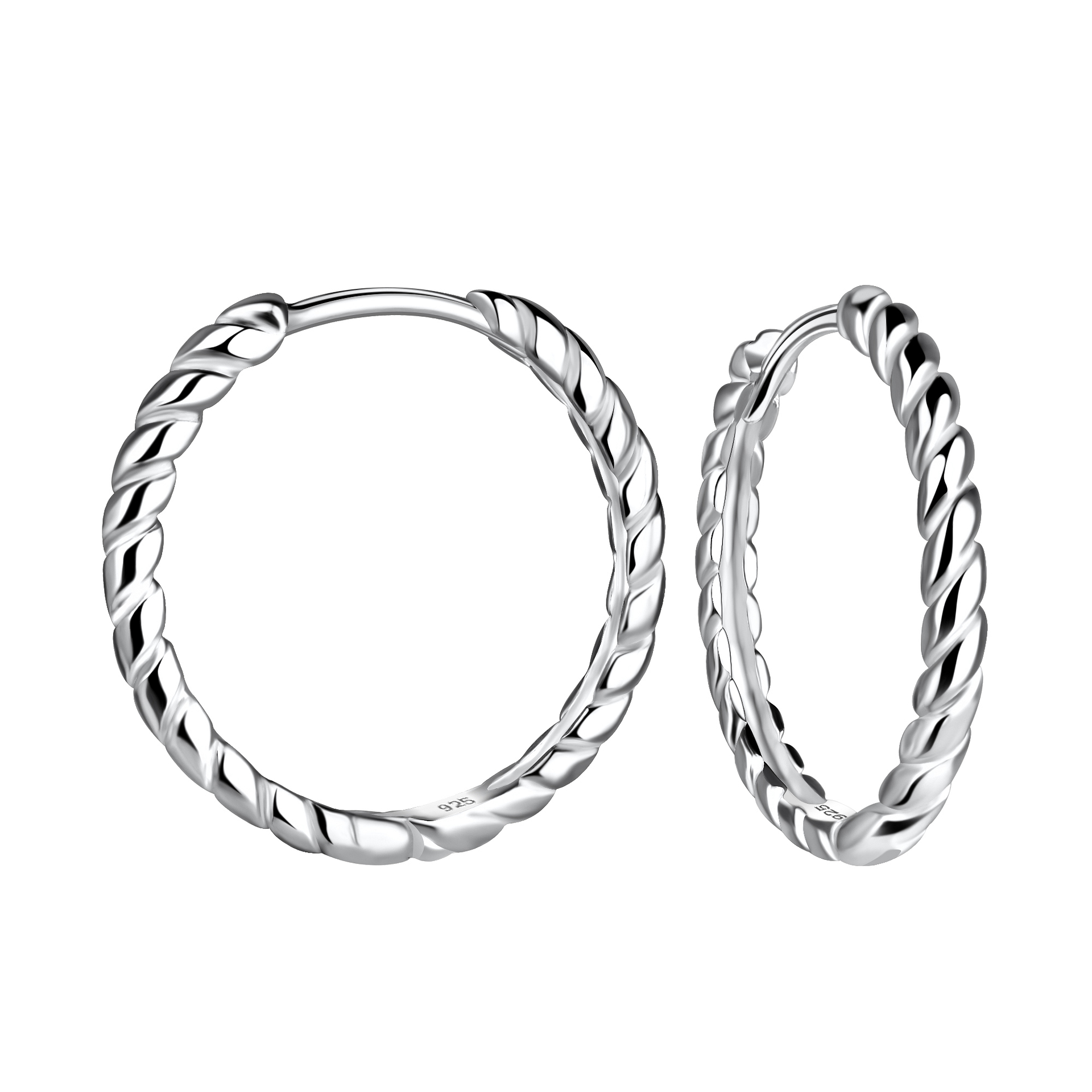 925 Silver Jewelry | Silver Twisted Huggie Earrings - 19606