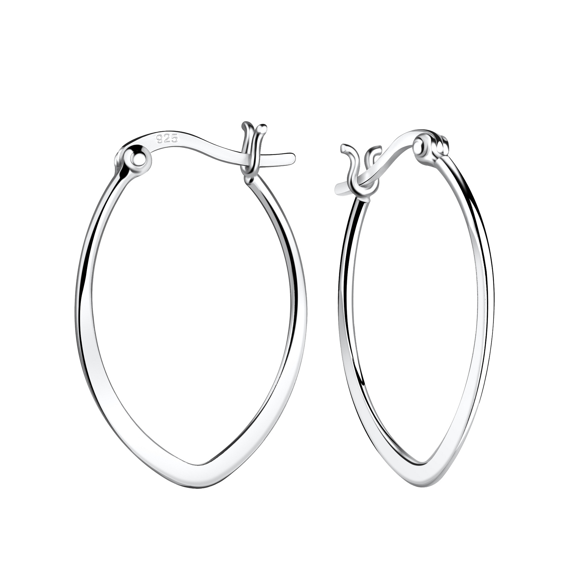 925 Silver Jewelry | Silver French Lock Hoop Earrings - 19637