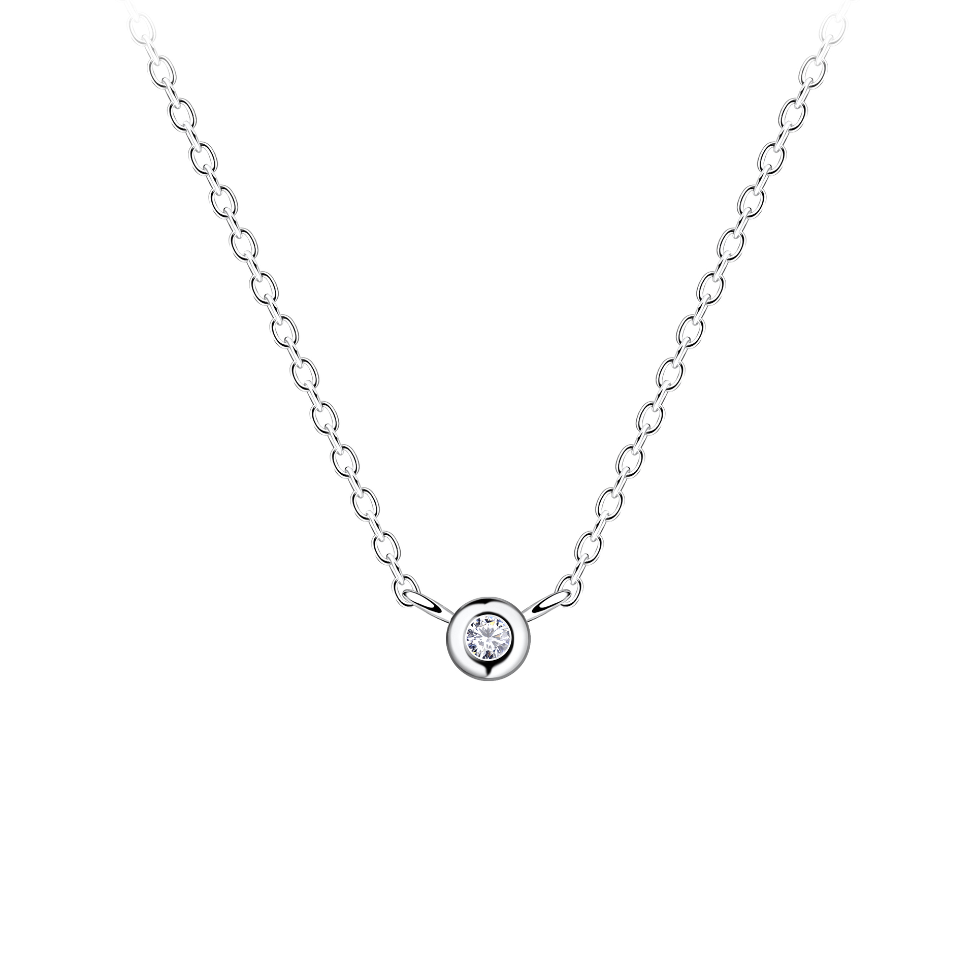 925 Silver Jewelry | Silver Single Stone Necklace - 19911