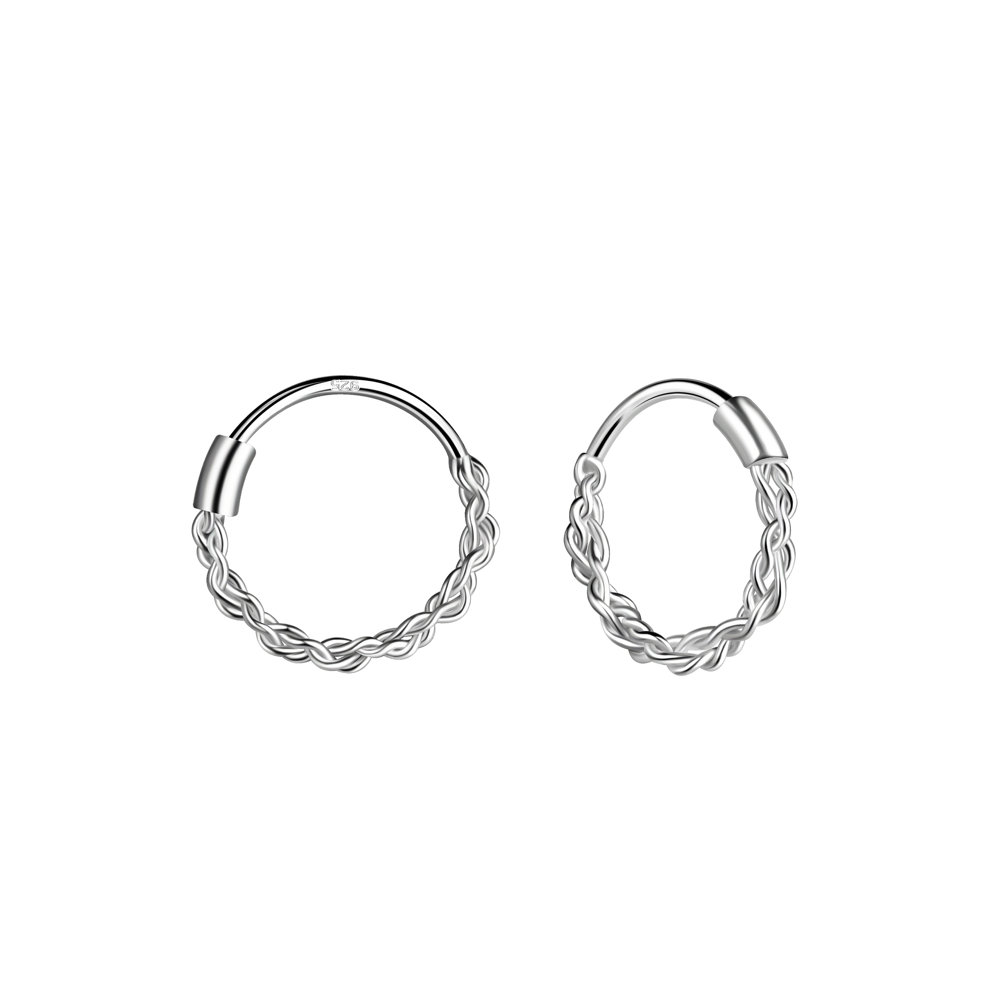 925 Silver Jewelry | 10mm Silver Twisted Hoop Earrings - 9184