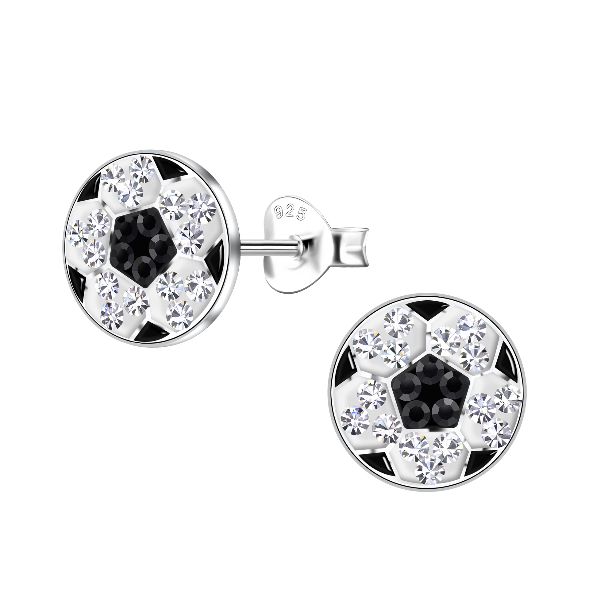 925 Silver Jewelry | Silver Football Stud Earrings - 20019