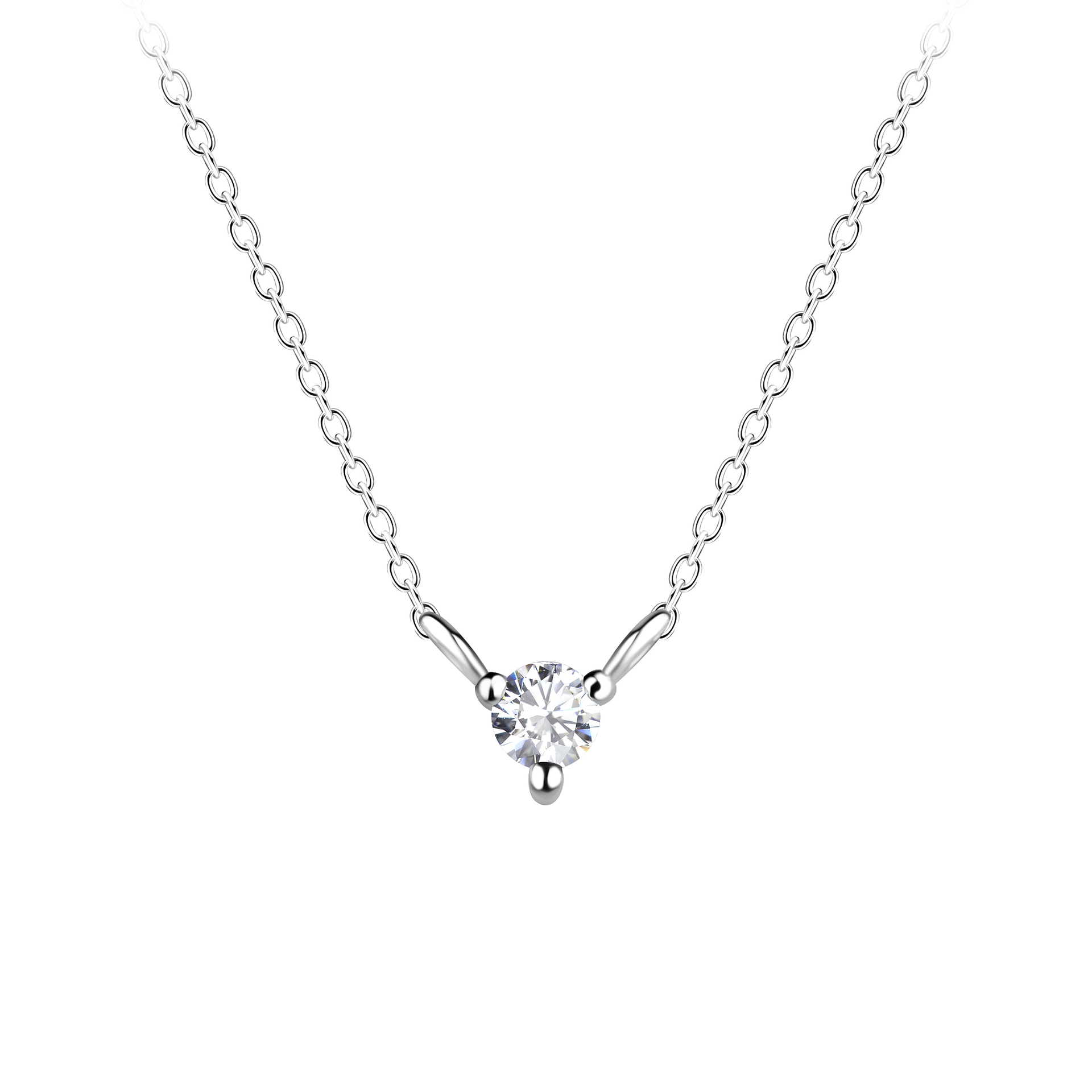 925 Silver Jewelry | Silver Single Stone Necklace - 19949