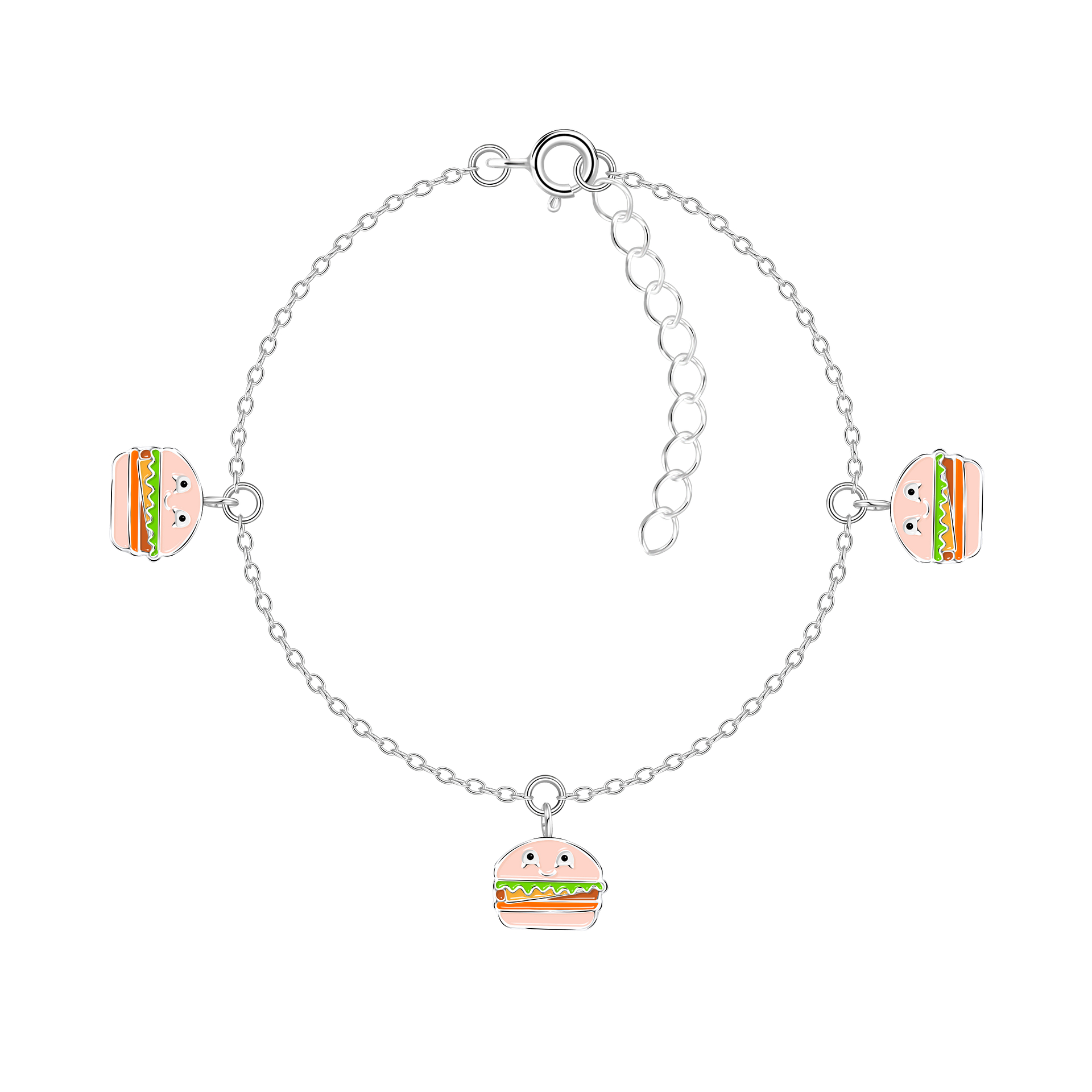925 Silver Jewelry | Silver Burger Bracelet - 20191