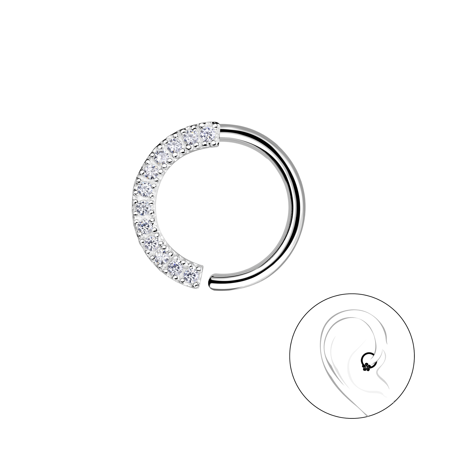 925 Silver Jewelry | Silver Eternity Helix Hoop - 20640